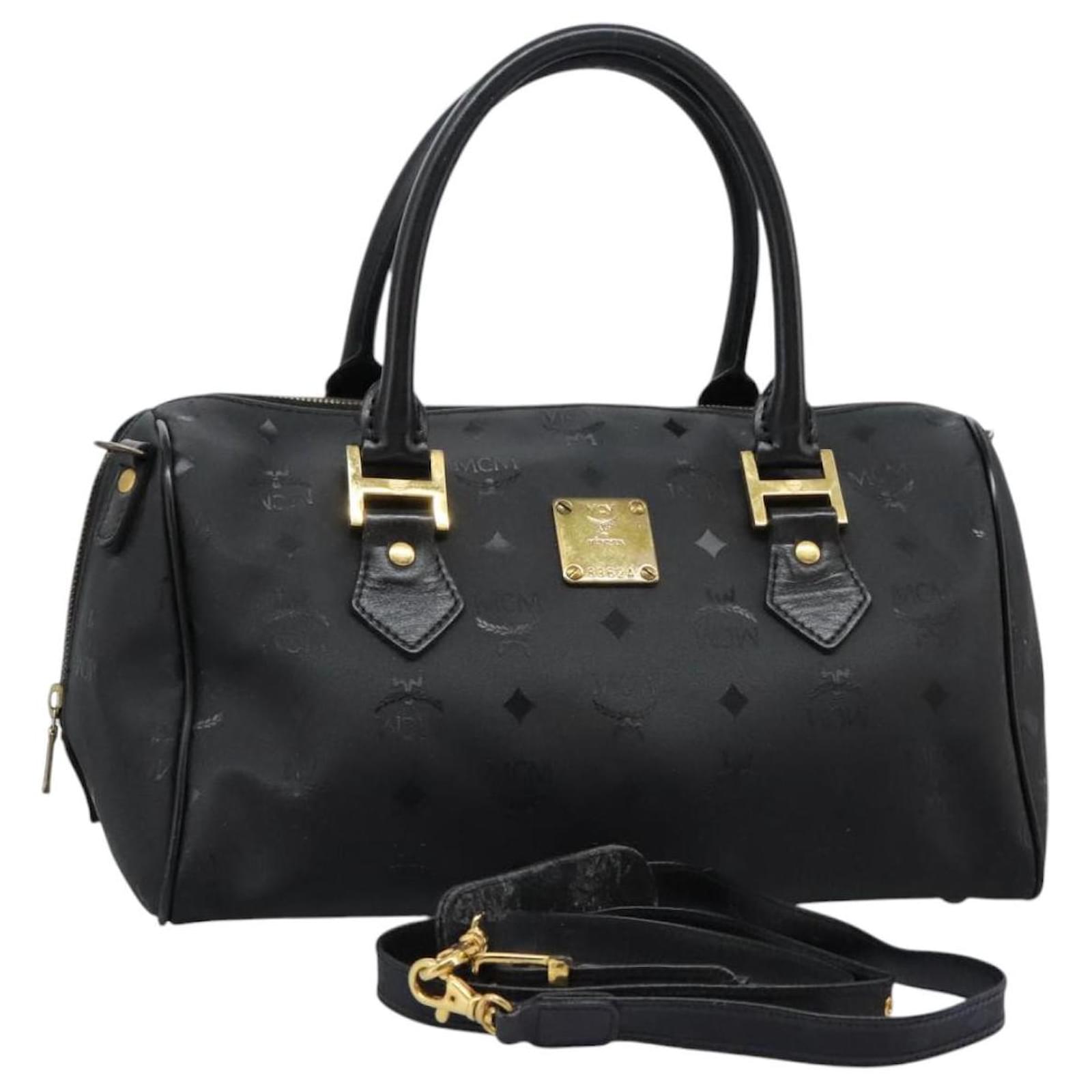 MCM Vicetos Logogram Hand Bag PVC 2way Black Gold Auth JB035 Golden ref.2105280 - Joli Closet