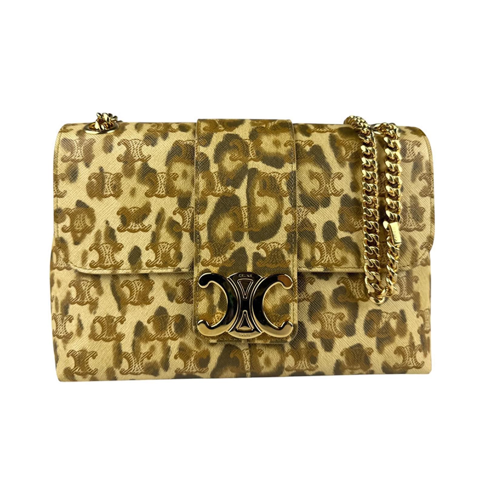 Céline Celine Leopard Leather Shoulder Bag Brown Beige ref.2106566 ...