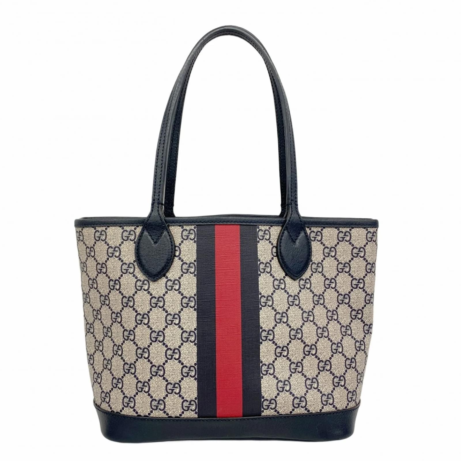 Gucci Tote Bag GG Supreme Sherry Line Brown Navy blue Plastic ref ...