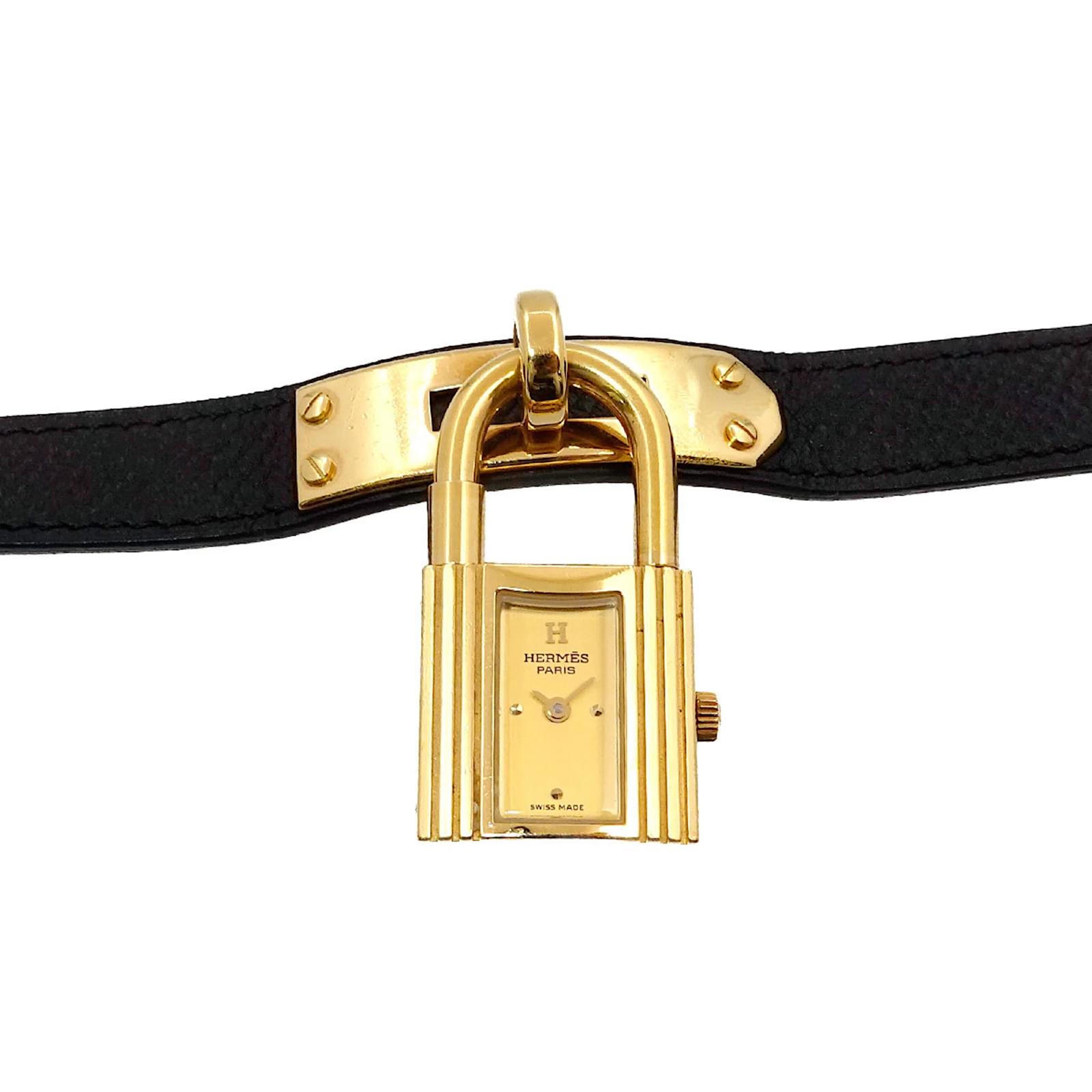 Hermès Hermes Kelly Watch Women's Gold Black Quartz Padlock ref.2106790 ...