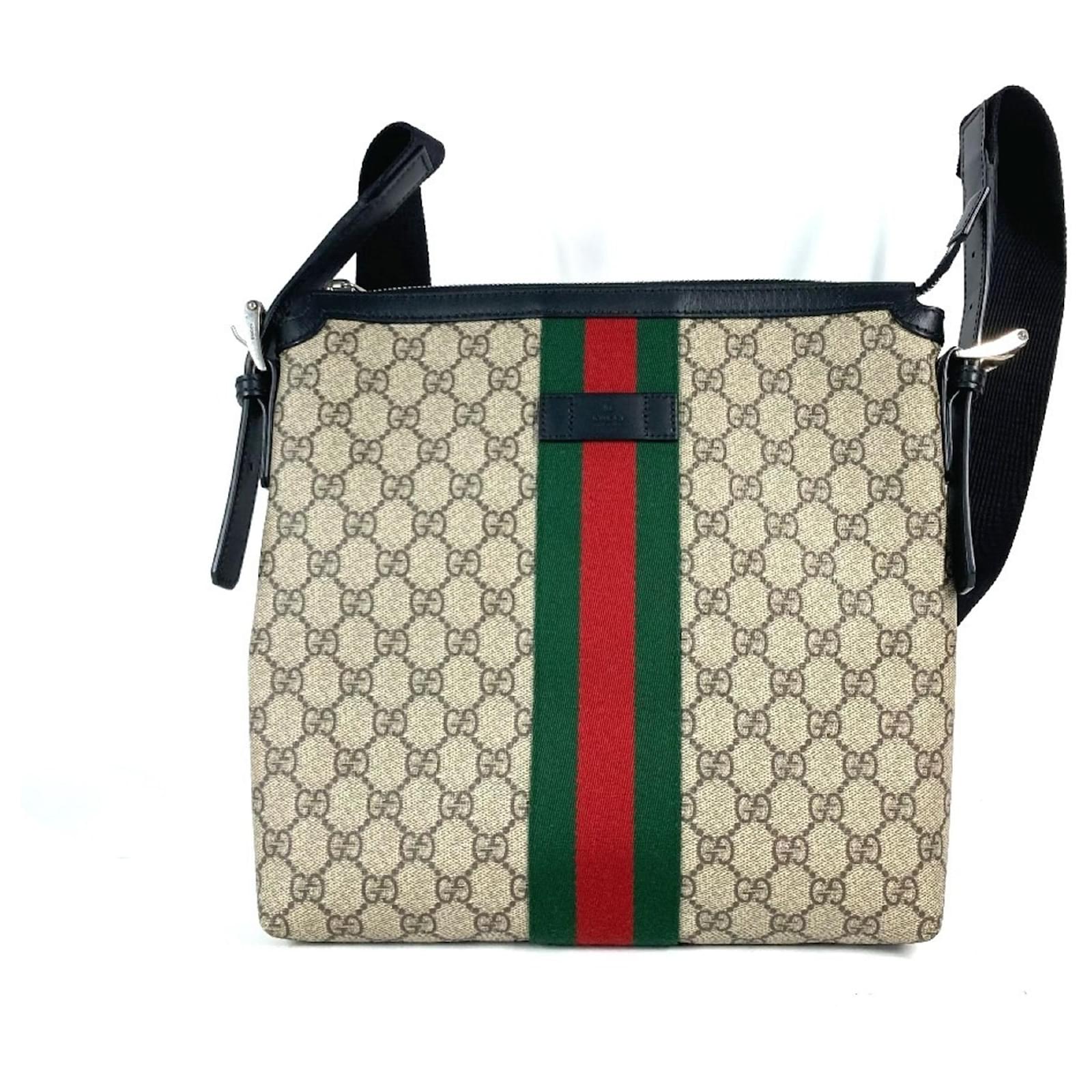 Gucci GG Supreme Sherry Line Shoulder Bag Black Beige Cloth ref.2107802 ...