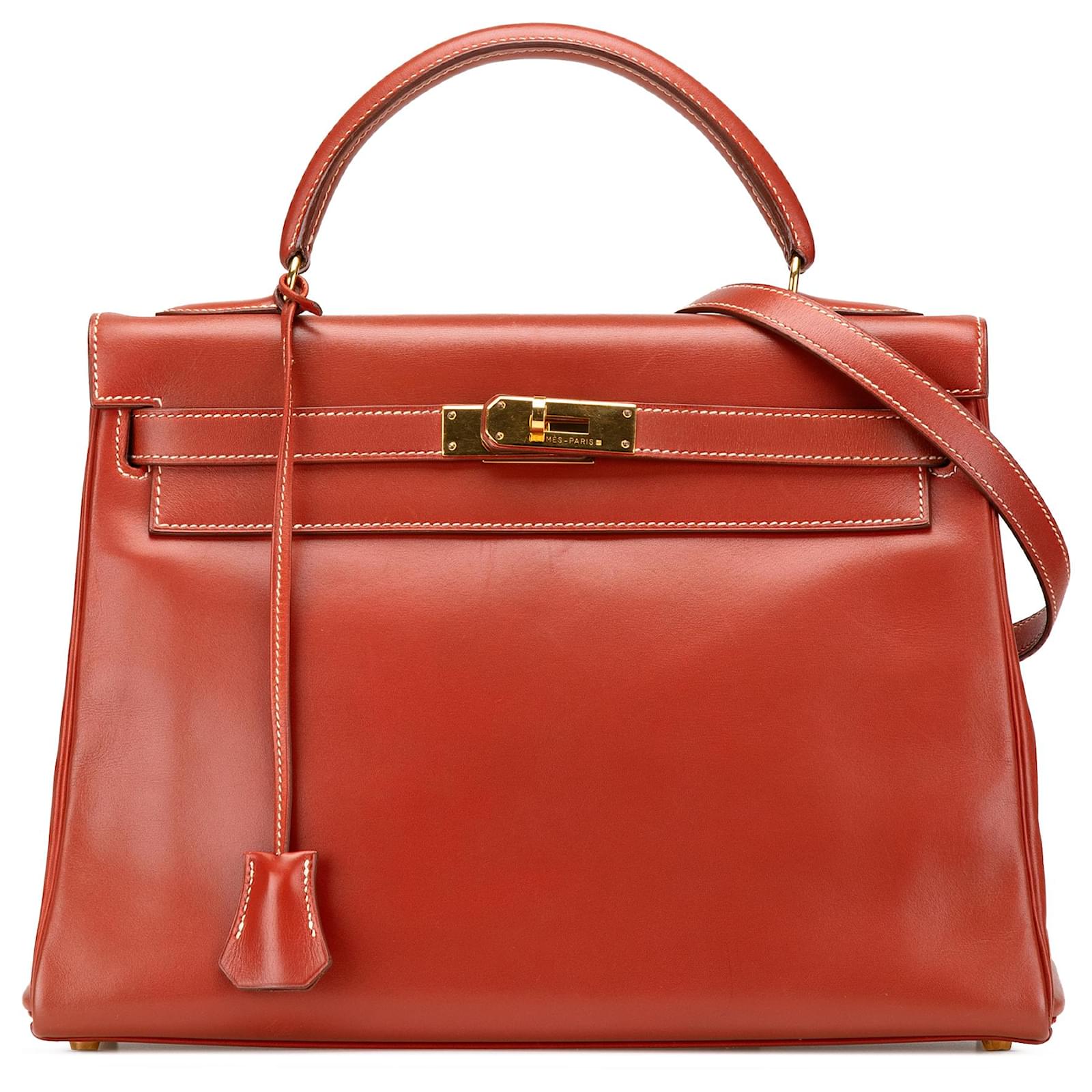 Hermès Red Box Calf Kelly Retourne 32 Leather Pony-style calfskin ref ...