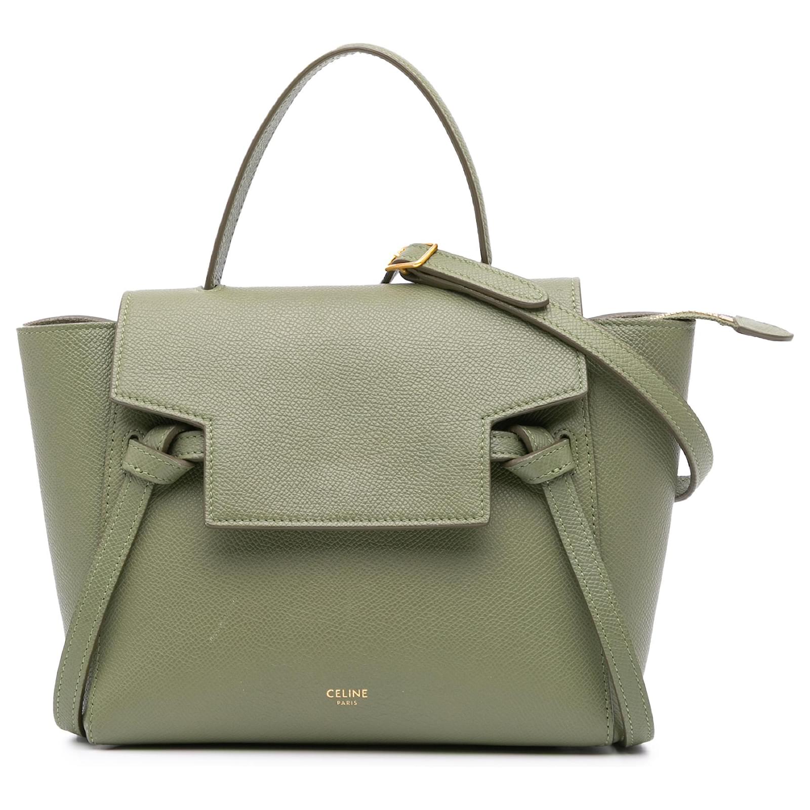 Céline Celine Green Nano Grained Calfskin Belt Bag Olive green Leather ...