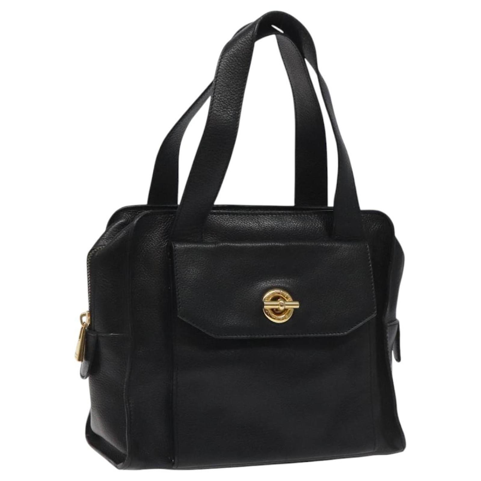 Céline CELINE Hand Bag Leather Black Gold Auth hk2158 Golden ref ...