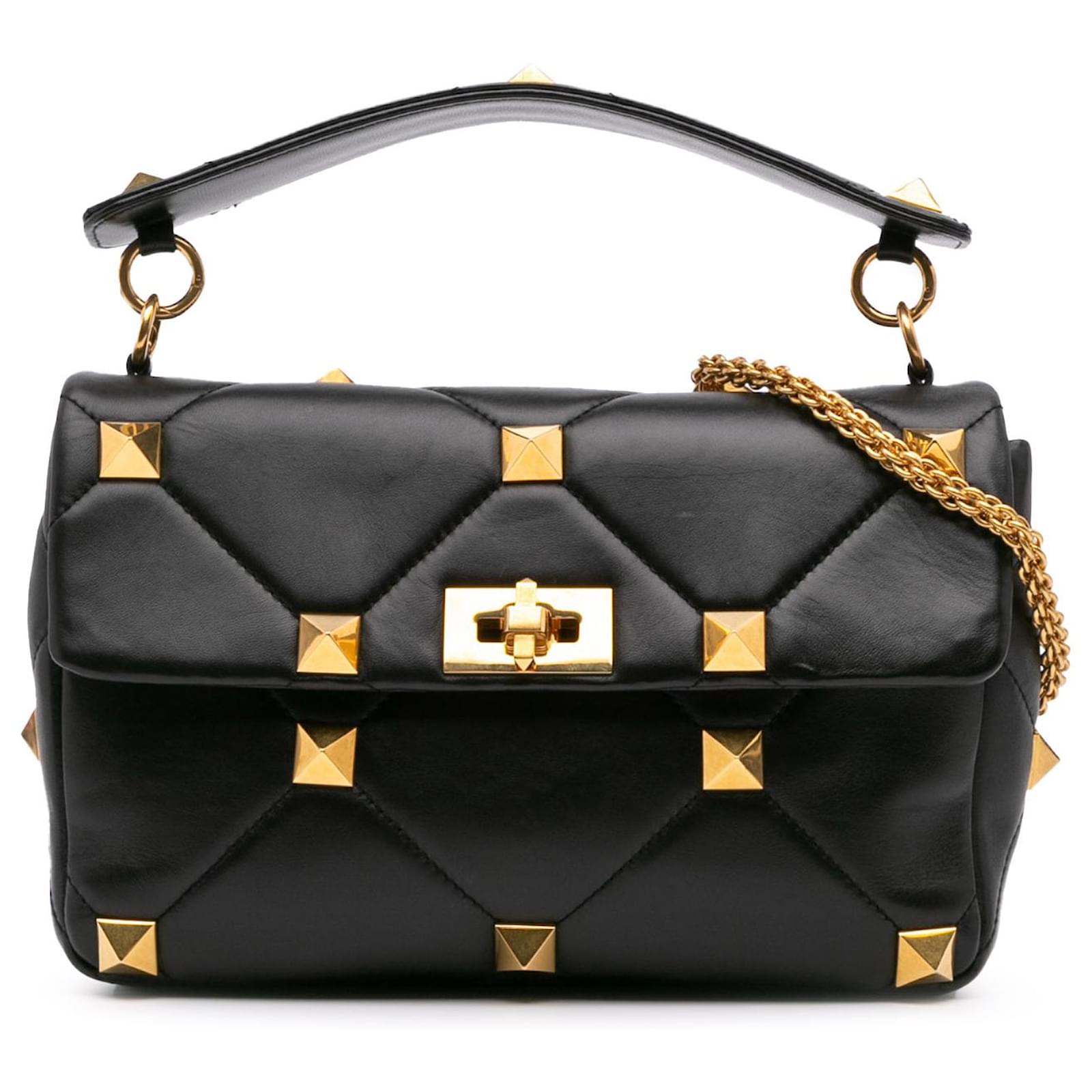 Valentino Black Medium Nappa Roman Stud Satchel Leather ref.2110059 ...