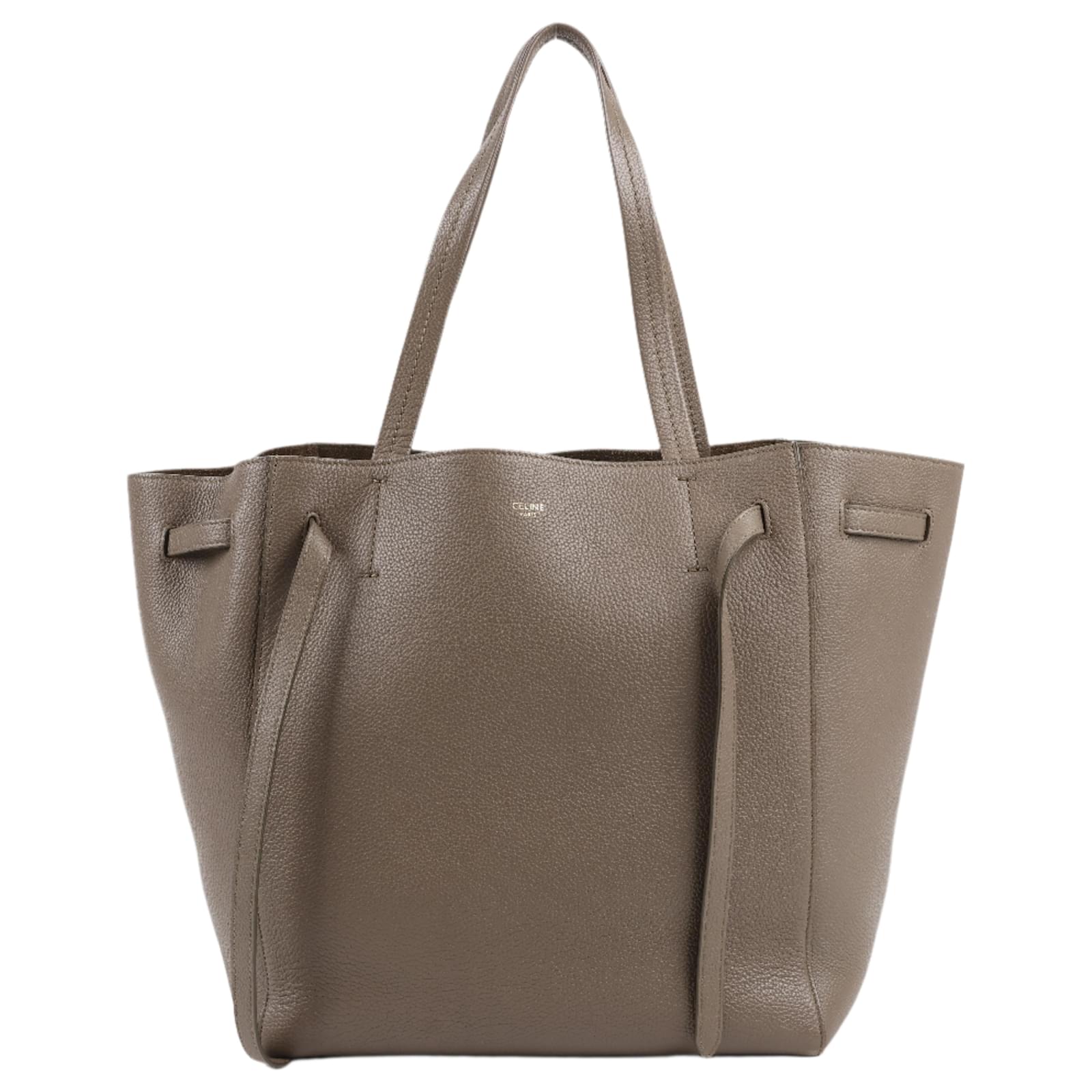 Céline Celine Cabas Phantom Small Leather Shoulder Bag in Greige Camel ...