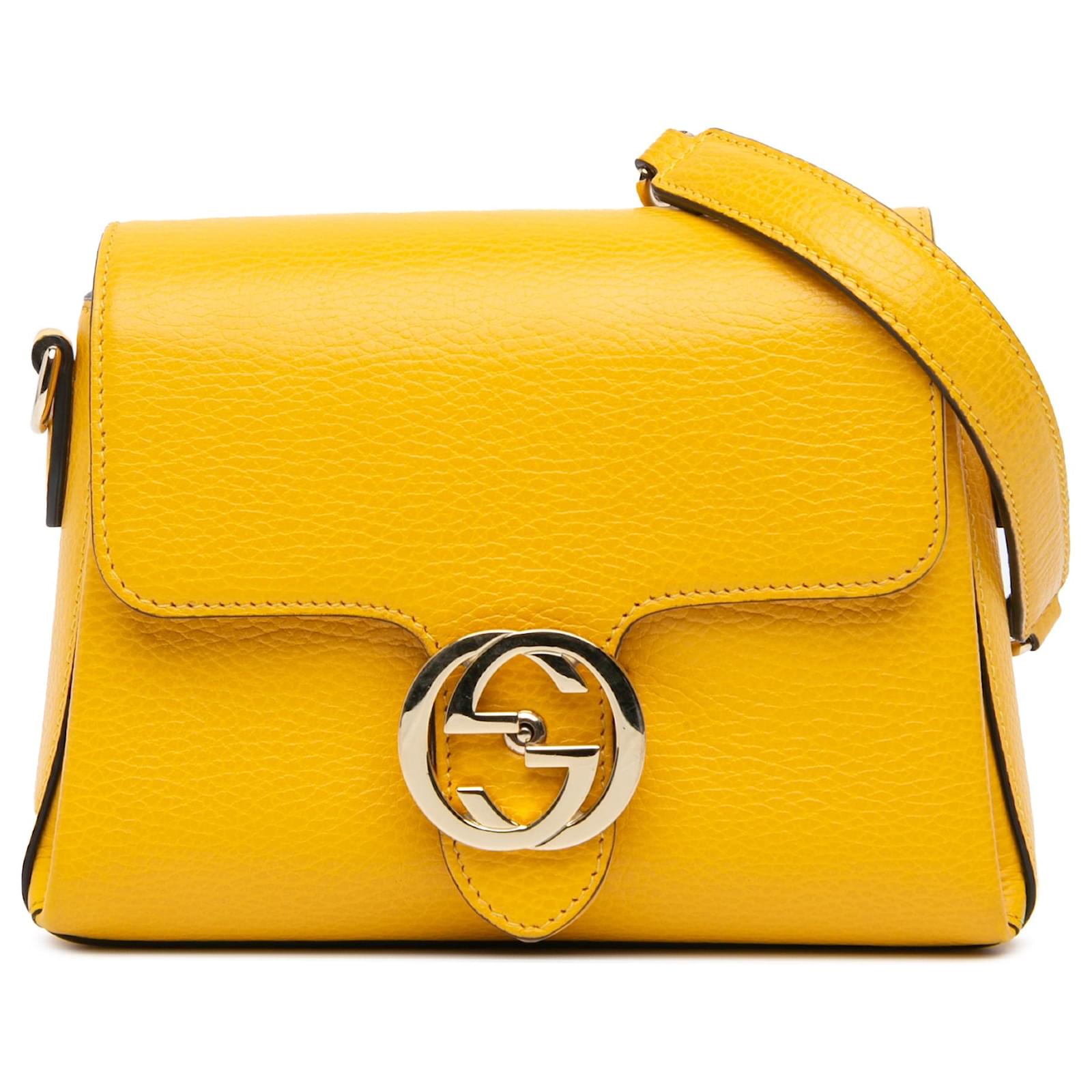 Gucci Yellow Dollar Calfskin Interlocking G Crossbody Leather Pony ...