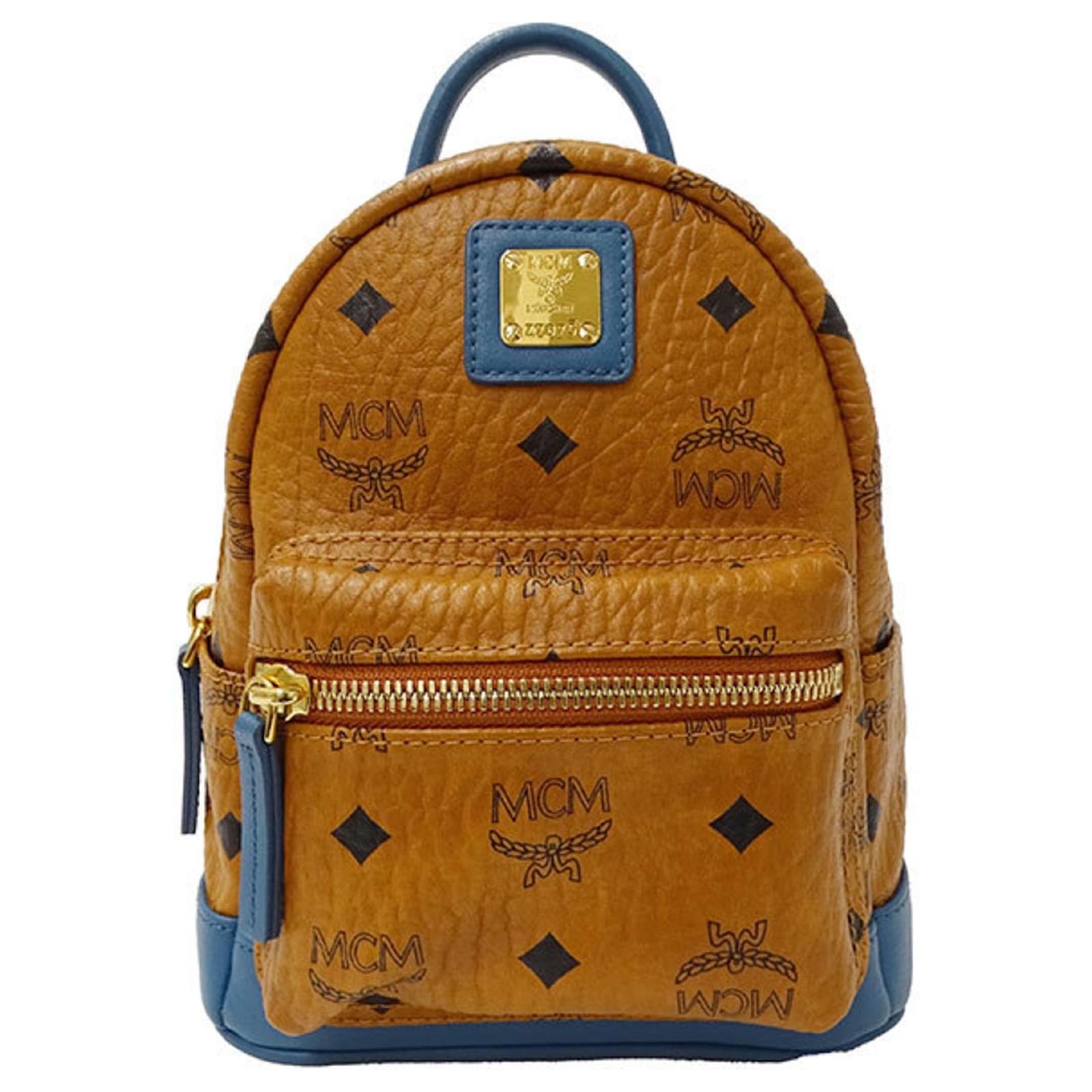 MCM Women's Mini Backpack Blue Camel Cloth ref.2112830 - Joli Closet