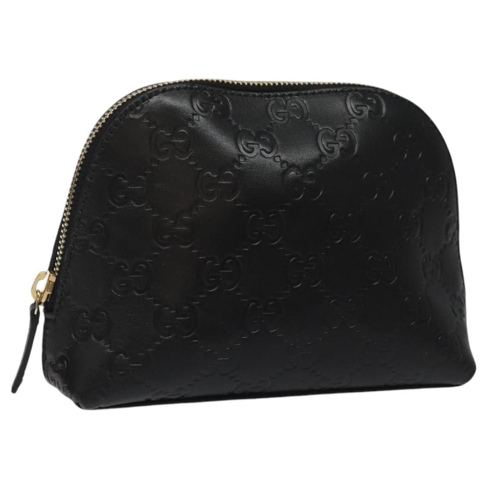 GUCCI GG Canvas Guccissima Pouch Black 141810 Auth am8010A Cloth ref ...