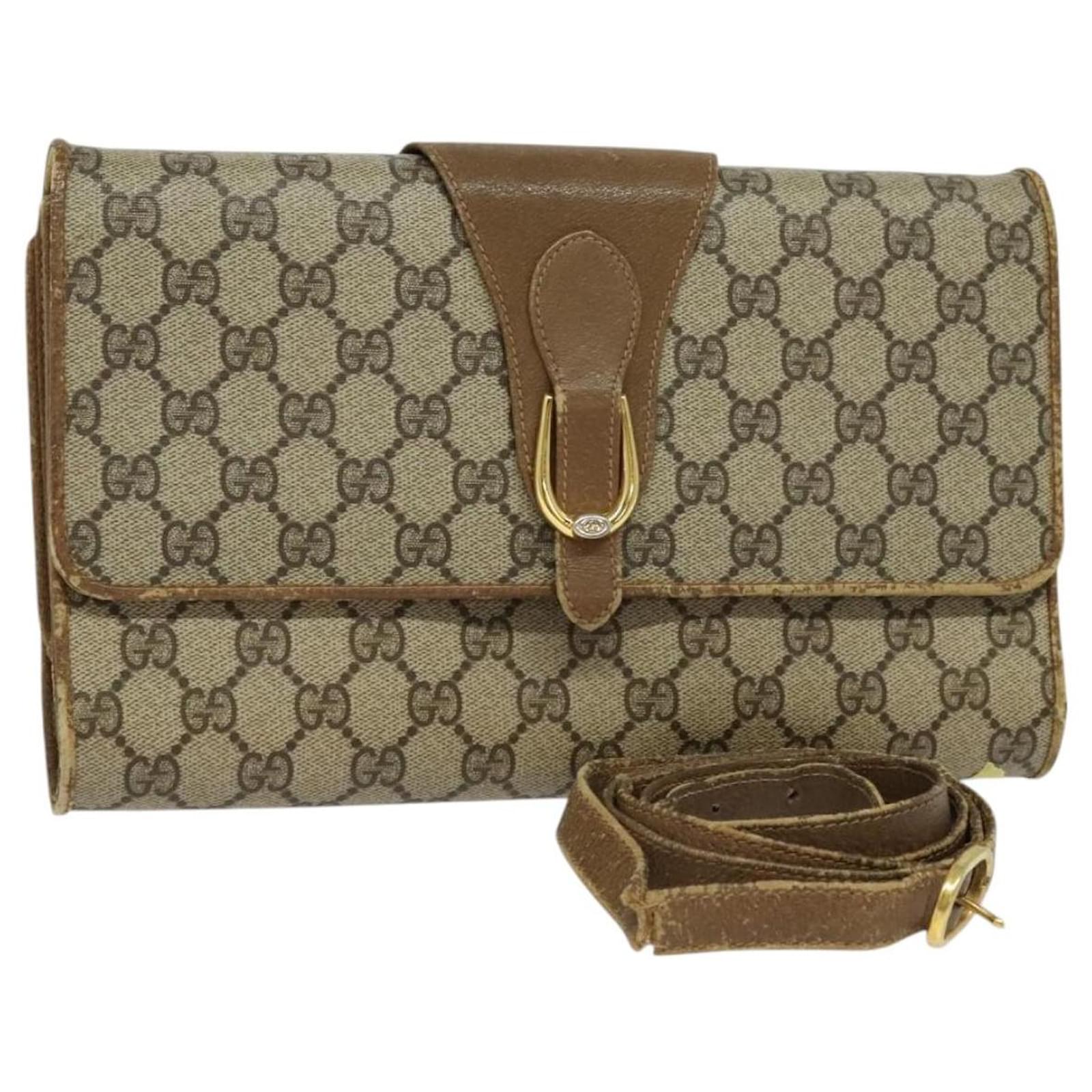 GUCCI GG Supreme Shoulder Bag PVC Beige Gold 904 02 050 Auth hk2124 ...