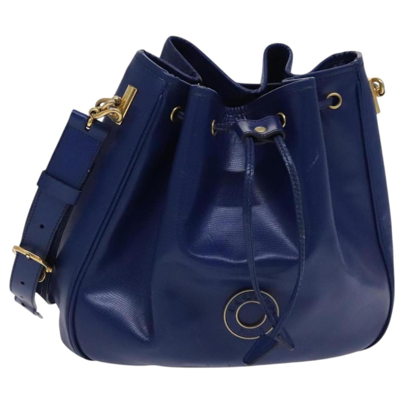 Céline CELINE Shoulder Bag Leather Blue Gold Auth EC665 Golden ref ...