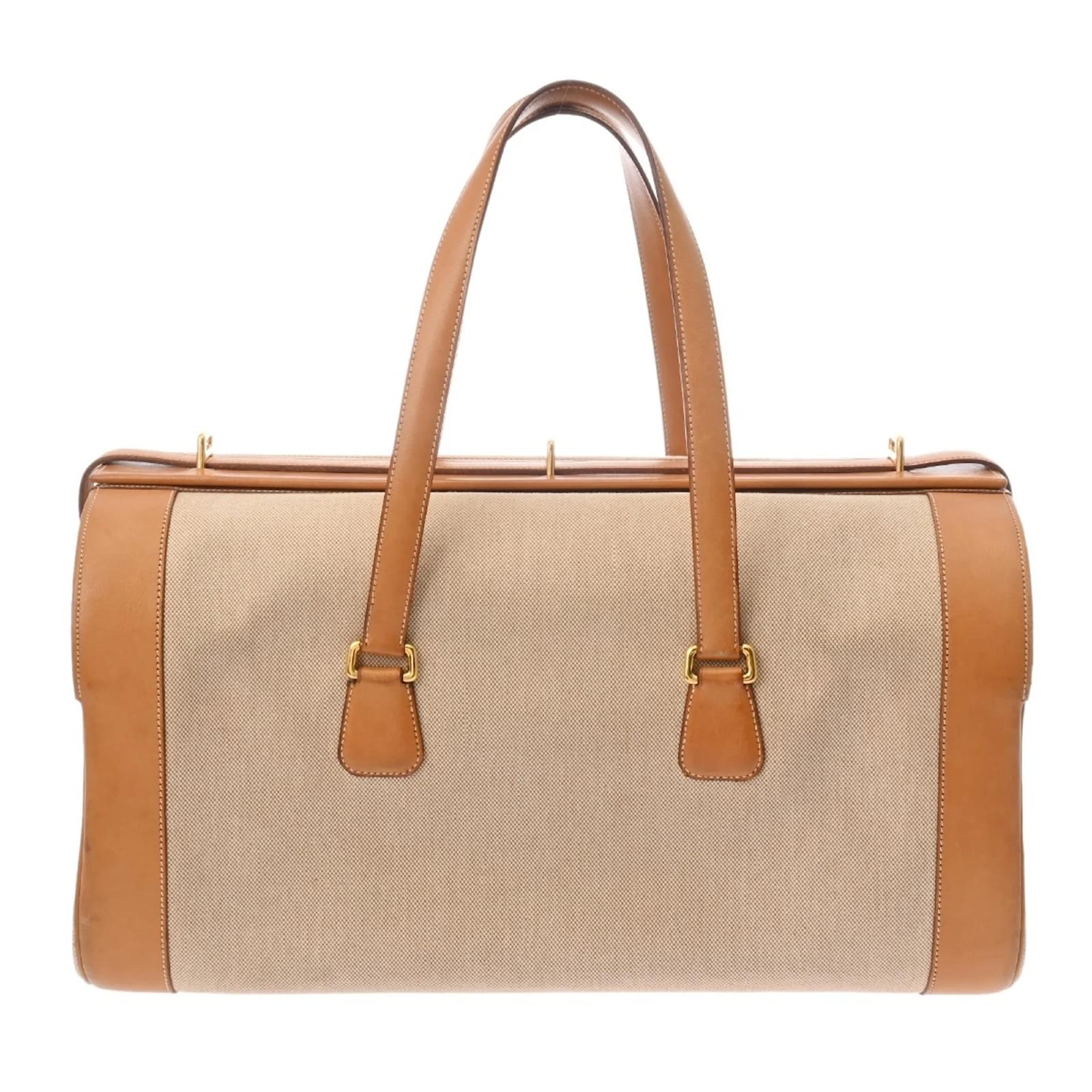 Hermès Hermes Ecru/Natural Toile H Vache Hunter Boston Bag Cream Cloth ...