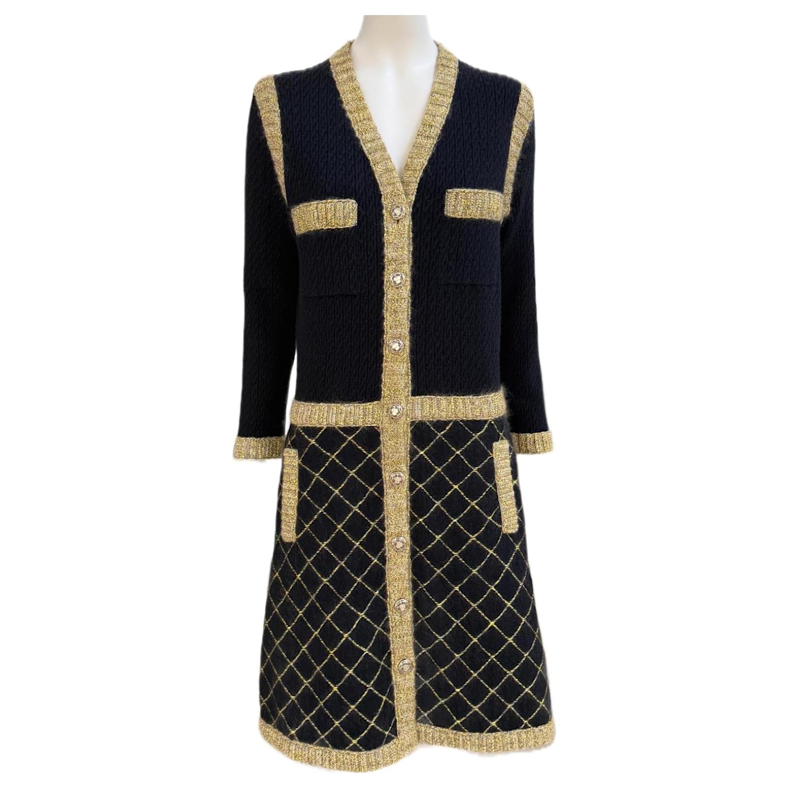 Chanel 7K$ New Coco Brasserie Iconic Jacket Dress 38 FR Black Silk ref ...