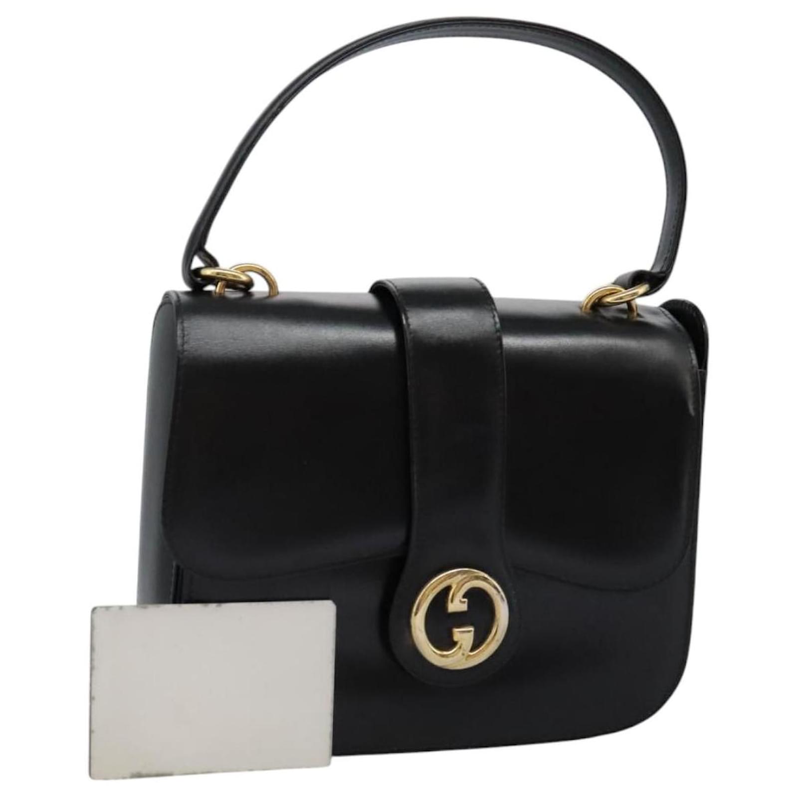 GUCCI Hand Bag Leather Black Gold Auth ep7901 Golden ref.2115182 - Joli ...
