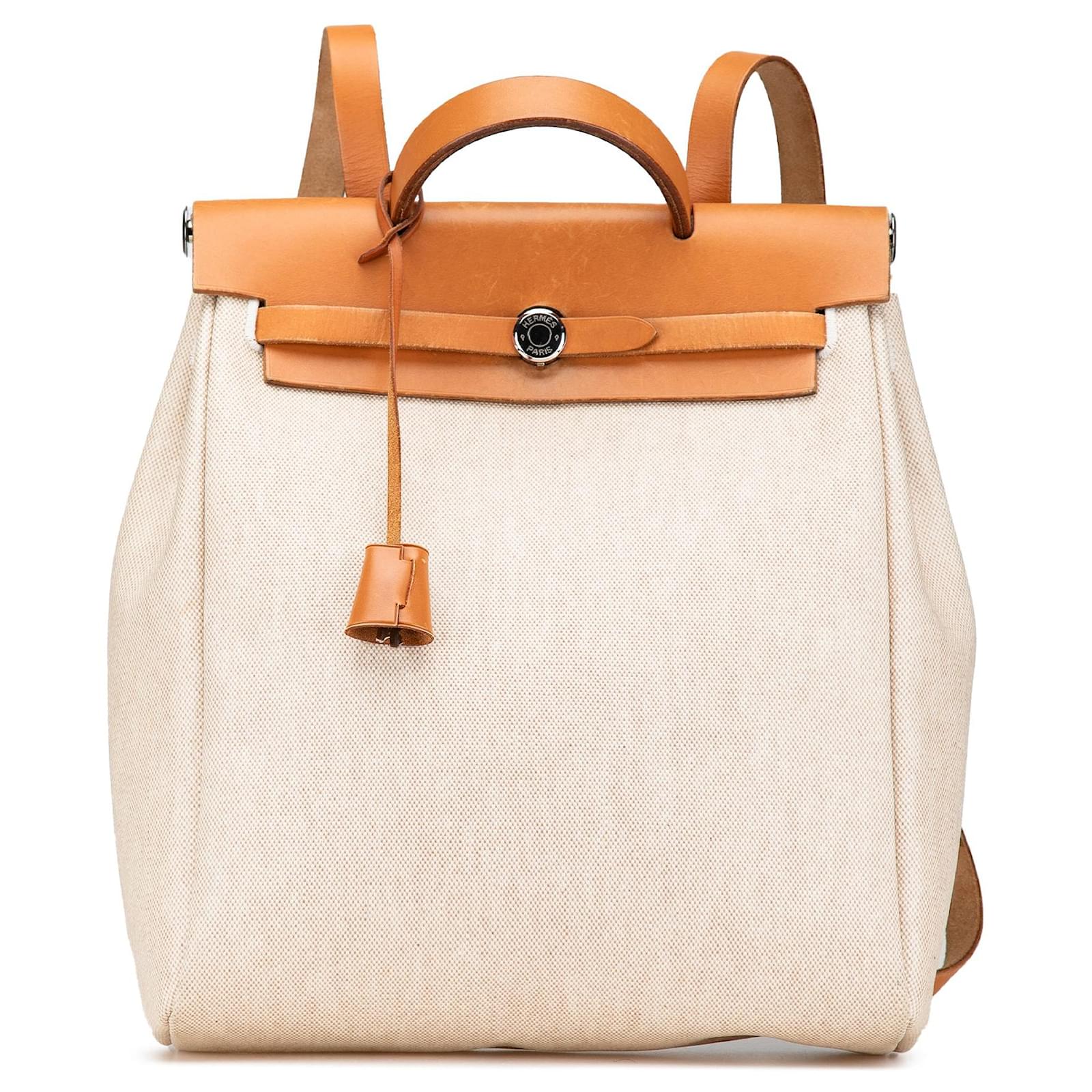Herbag Hermès HERMES Backpacks T. Leather Beige ref.2116284 - Joli Closet
