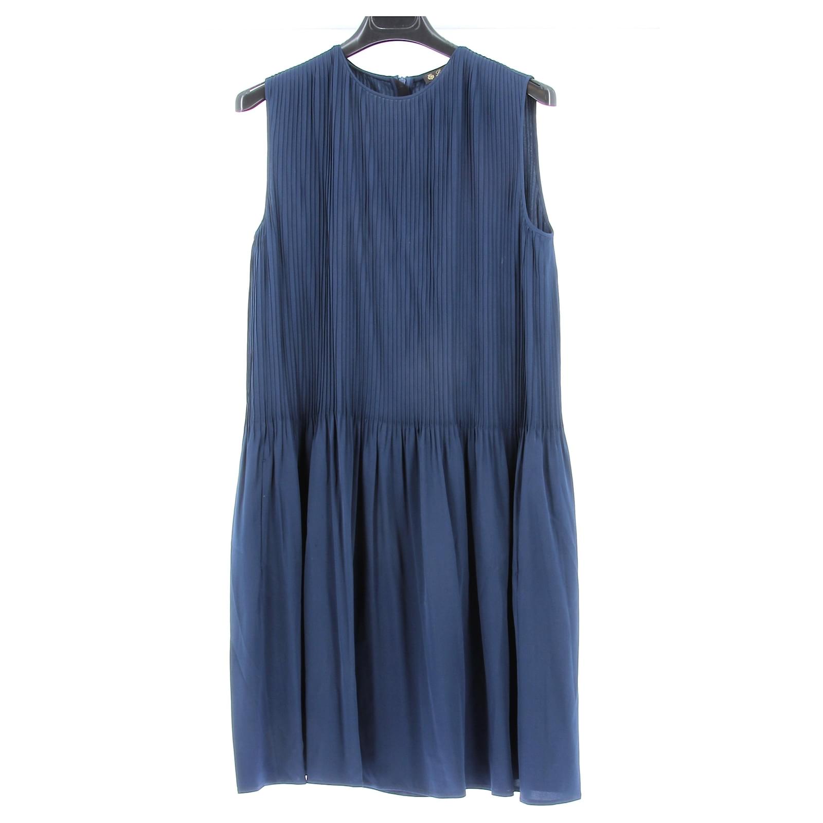 LORO PIANA Dresses T.IT 42 Silk Navy blue ref.2118016 - Joli Closet