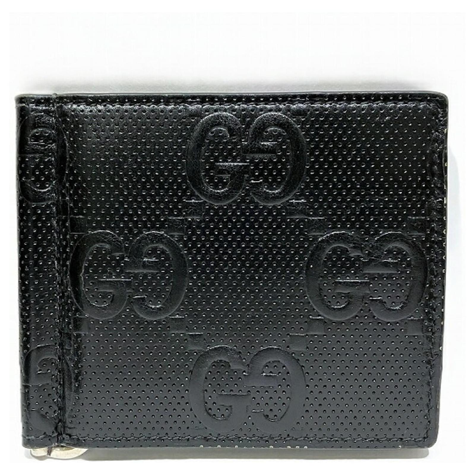 Gucci GG Embossed Money Clip Wallet Black Leather ref.2118116 - Joli Closet