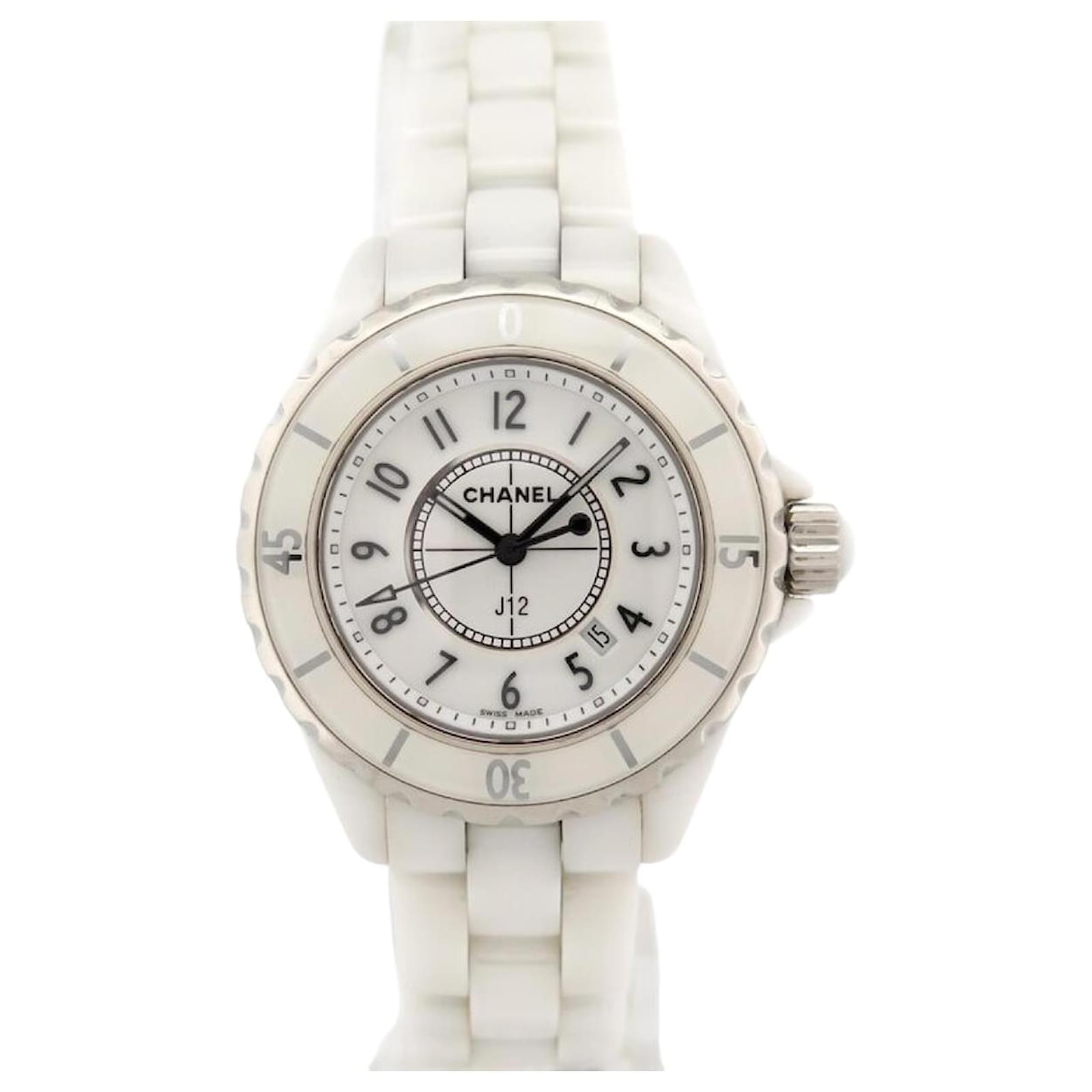 CHANEL J12 H0968 33 MM DATE IN WHITE CERAMIC QUARTZ CERAMIC WATCH ref ...