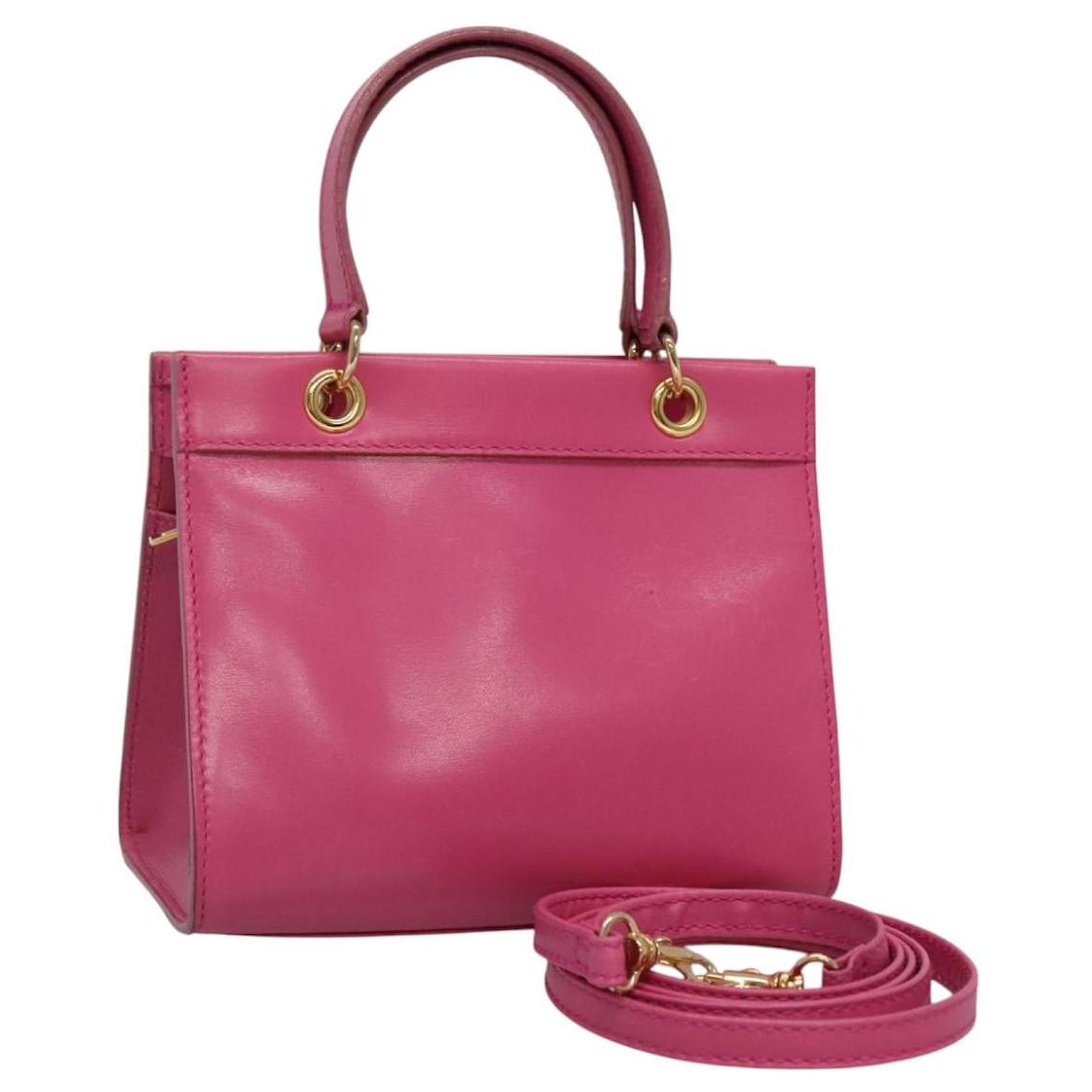 Céline CELINE Hand Bag Leather 2way Gold Pink Auth KD168 Golden ref ...