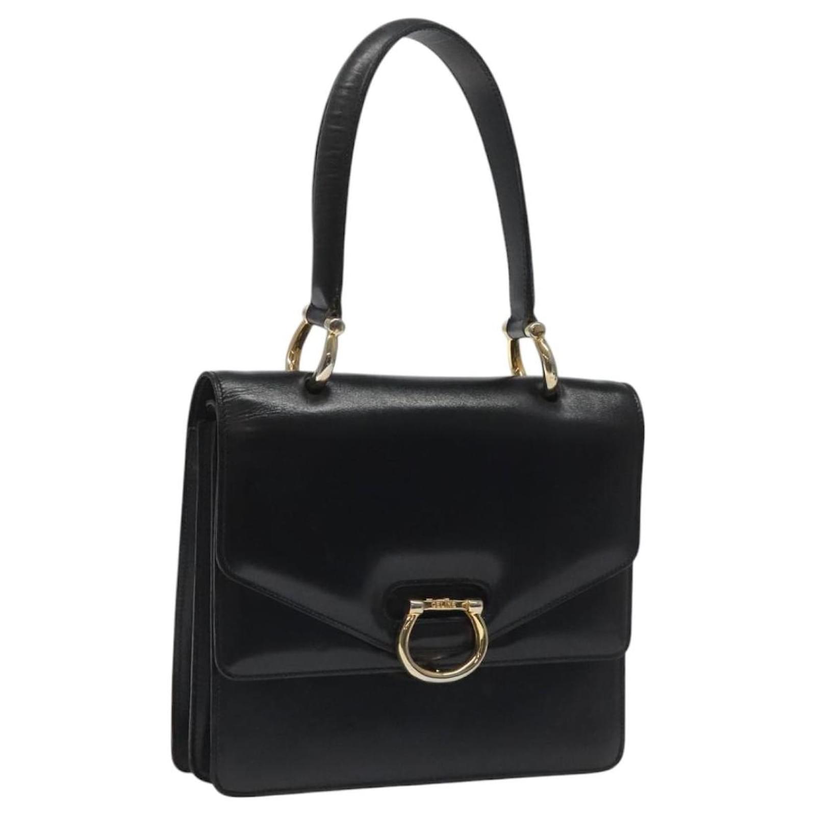 Céline CELINE Hand Bag Leather Black Gold Auth bs23449 Golden ref ...