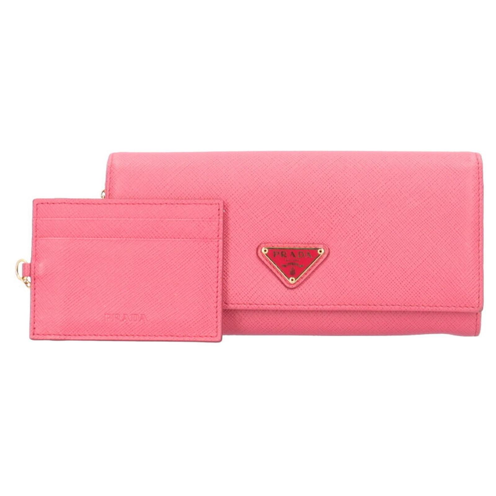 Prada Saffiano Long Wallet Pink Leather ref.2125536 - Joli Closet
