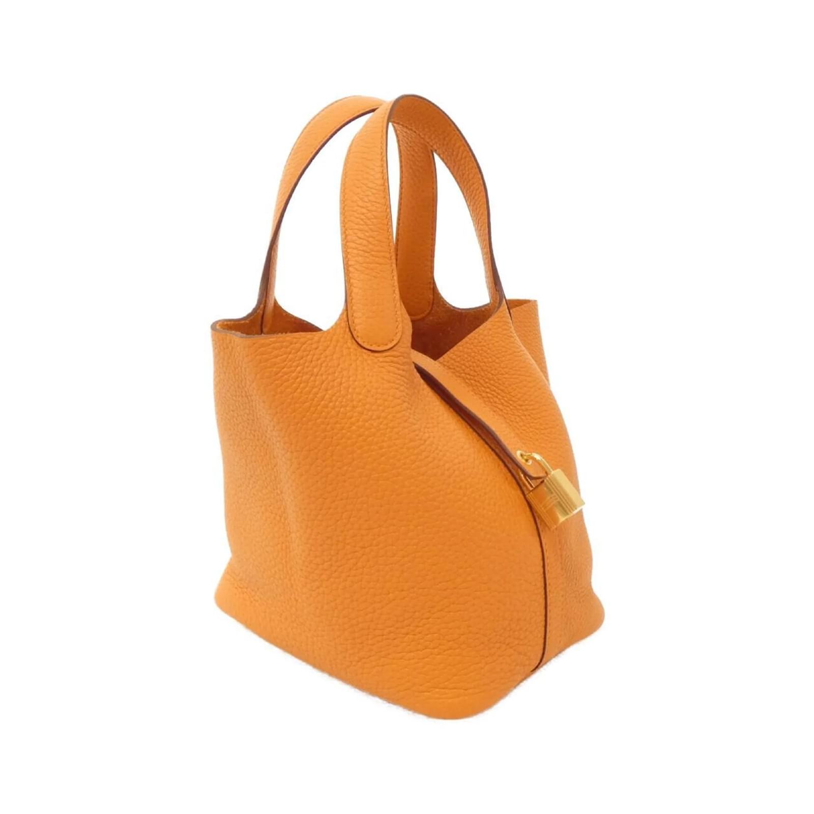 Hermès Hermes Picotin Lock PM Handbag Orange Leather ref.2129861 - Joli ...