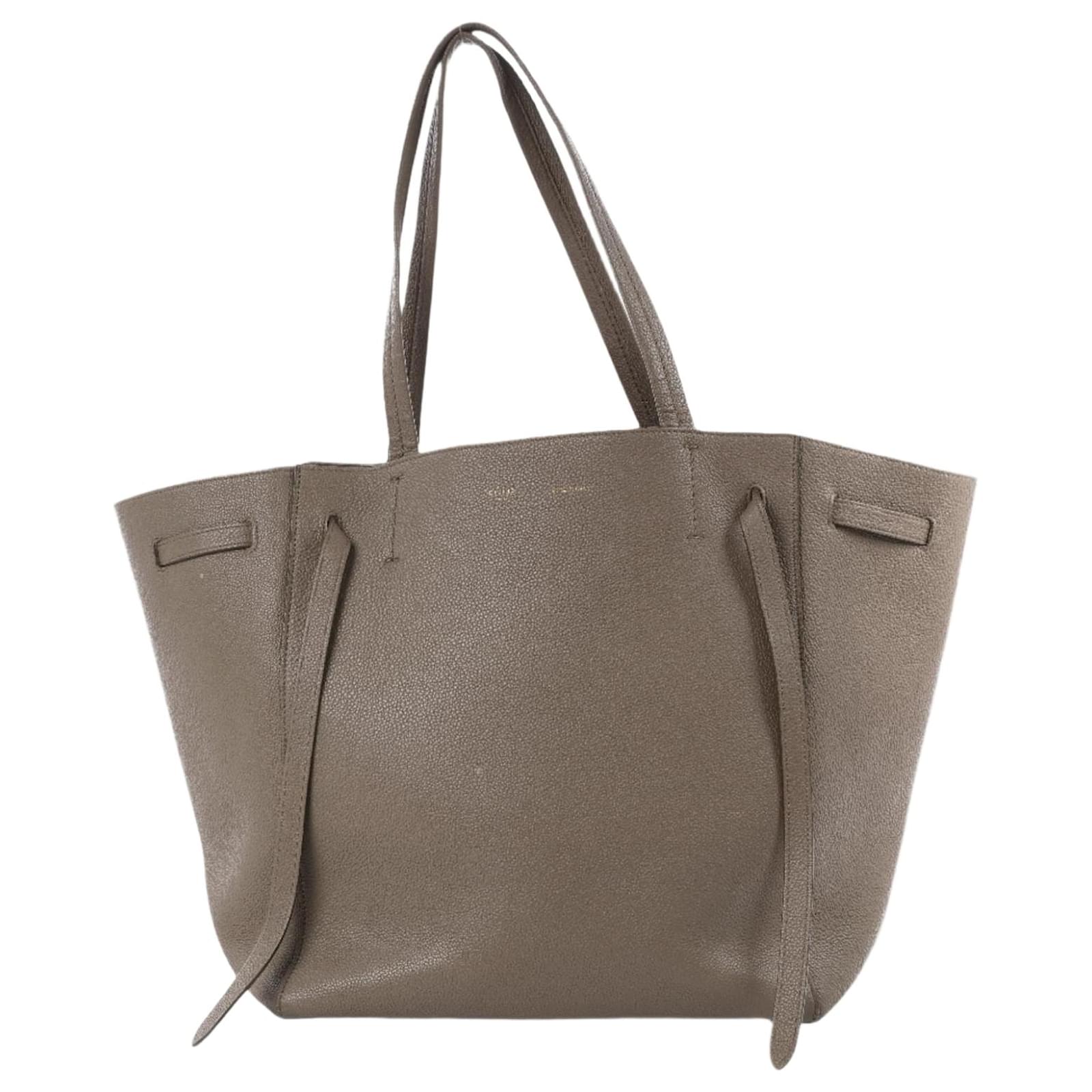 Céline Celine Cabas Phantom Small Leather Shoulder Bag in Greige Camel ...