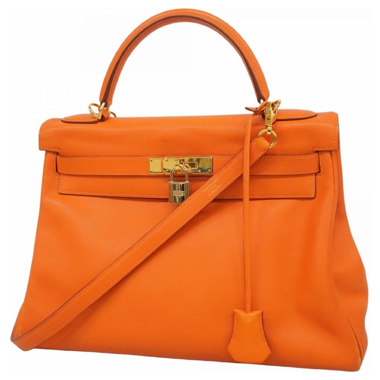 Hermès Hermes Kelly 32 Handbag in Orange Swift Leather ref.2135180 ...