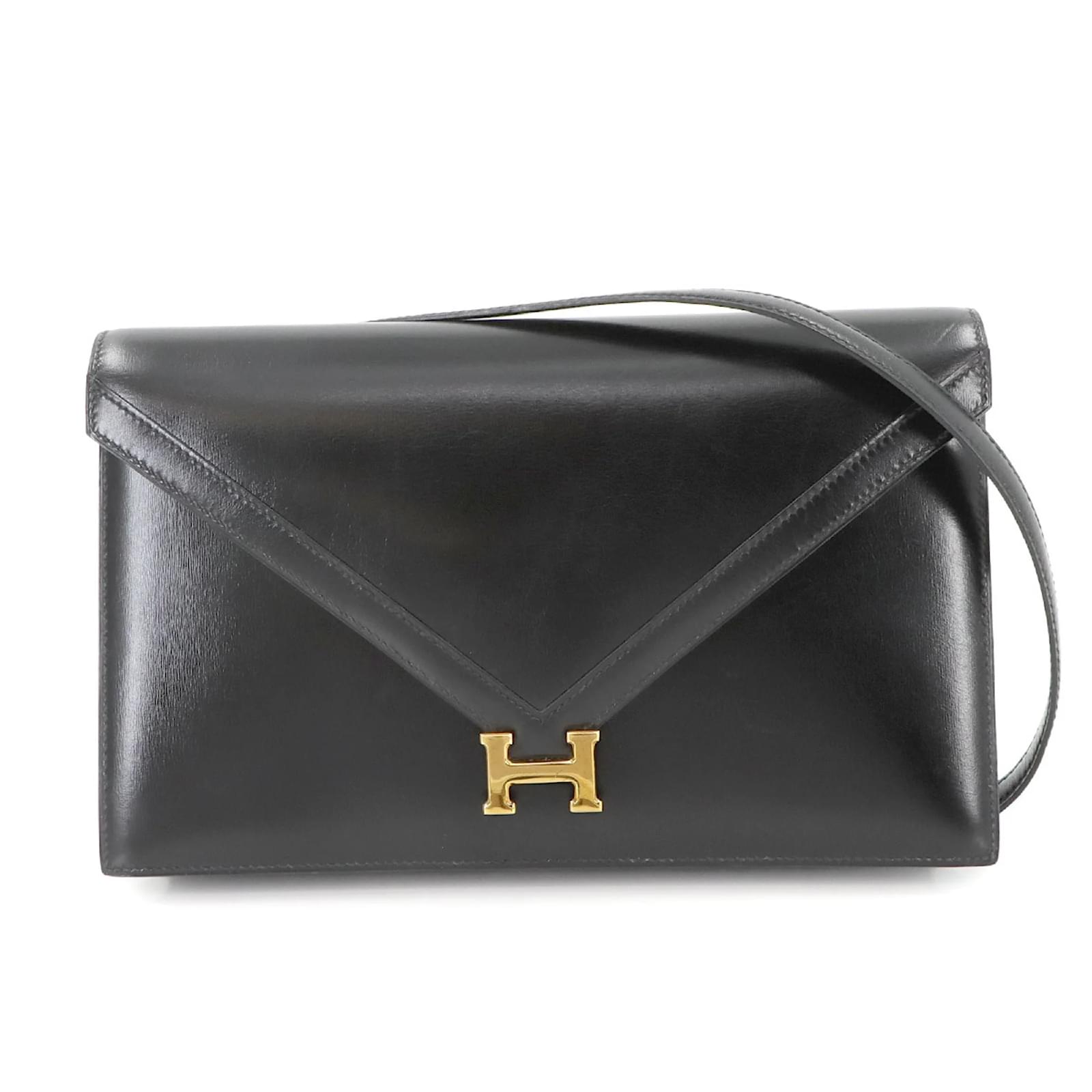Hermès Hermes Lydie 2-Way Shoulder Clutch Bag Black Pony-style calfskin ...
