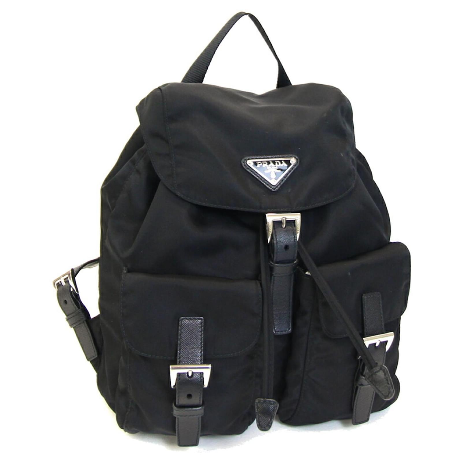 Prada Black Nylon Leather Mini Backpack ref.2139222 - Joli Closet