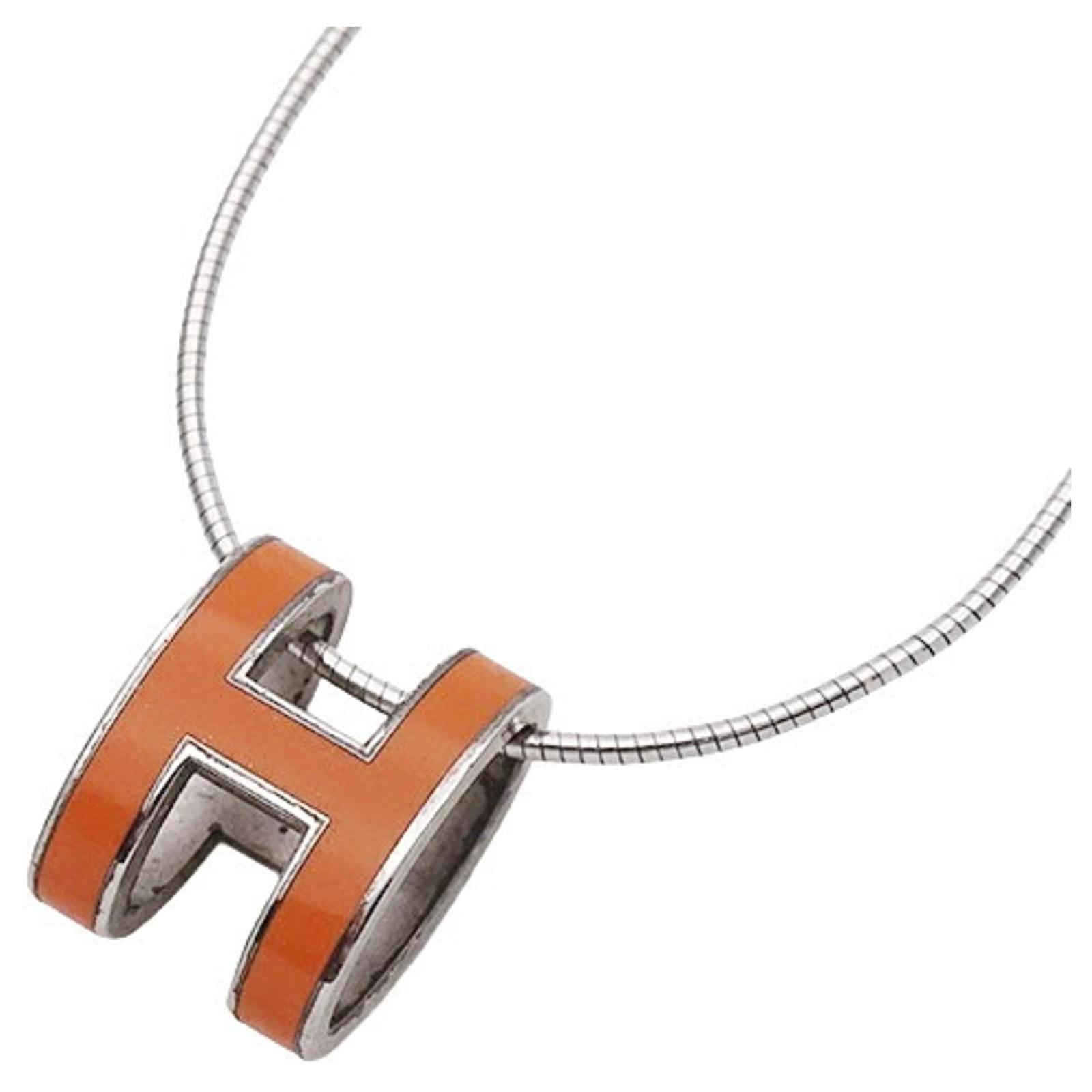 Hermès Hermes Pop H Necklace in Orange and Silver Silvery ref.2139927 ...