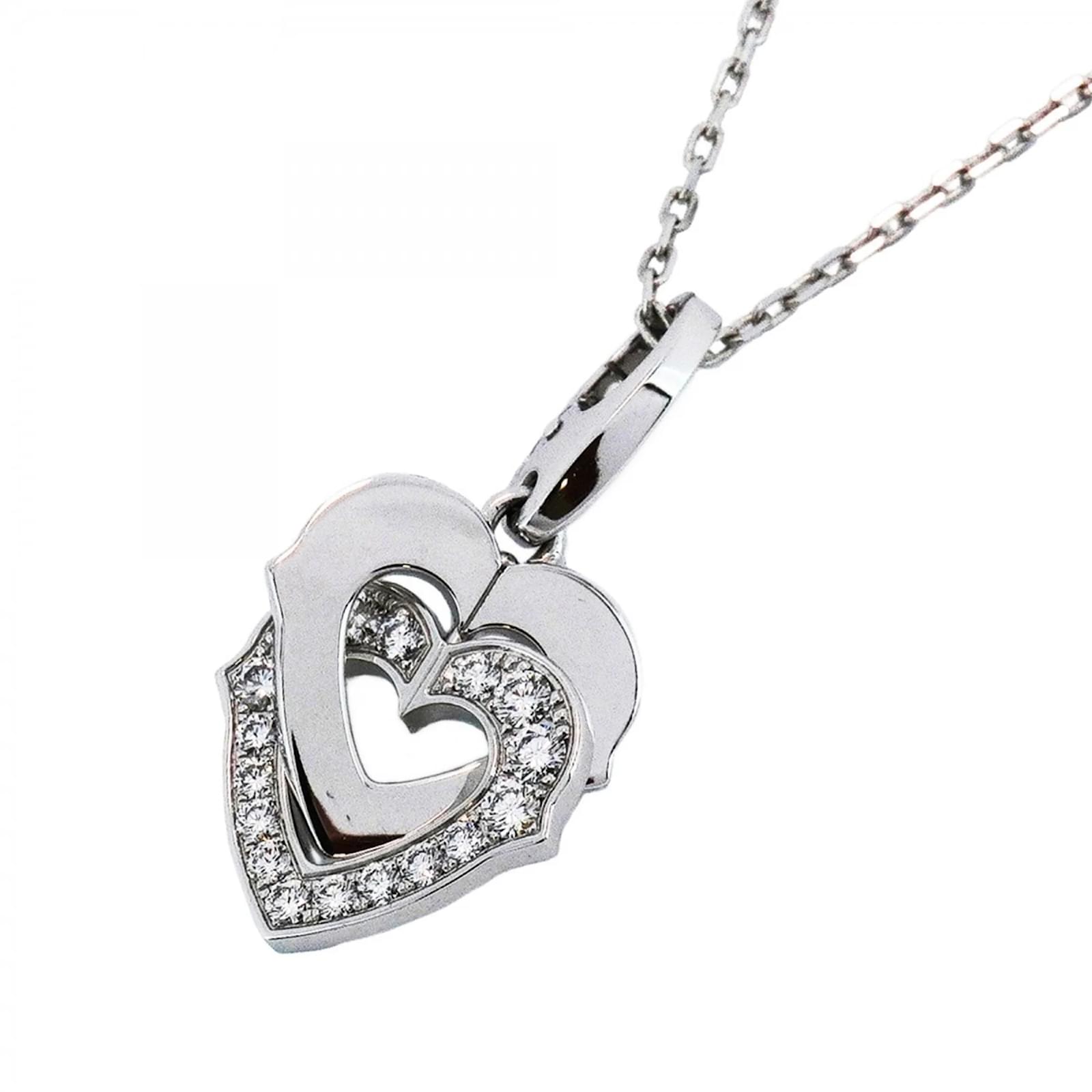 Cartier Double Heart Necklace in 18K White Gold with Diamonds ref ...