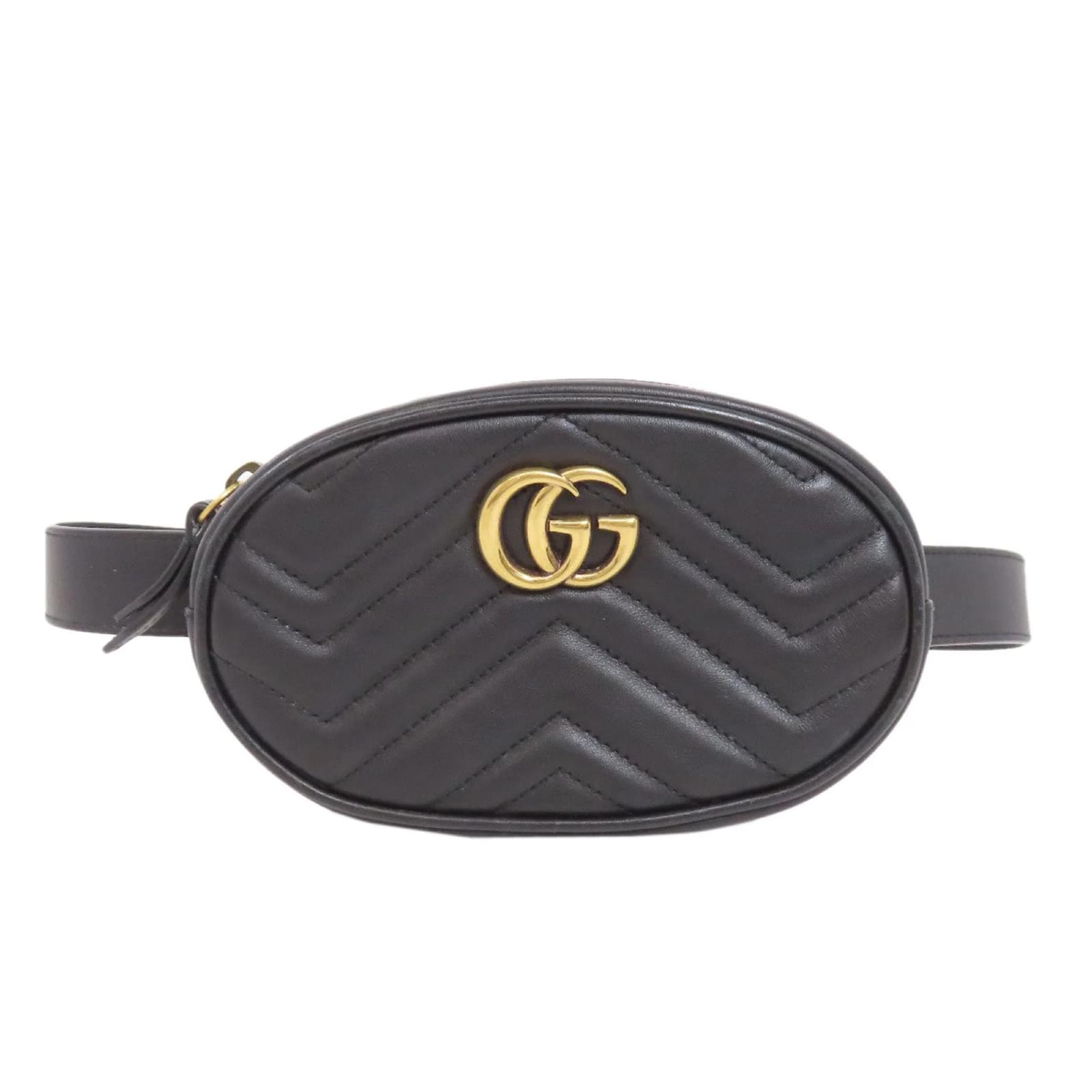 Gucci GG Marmont Calfskin Fanny Pack Black Leather ref.2144200 - Joli ...