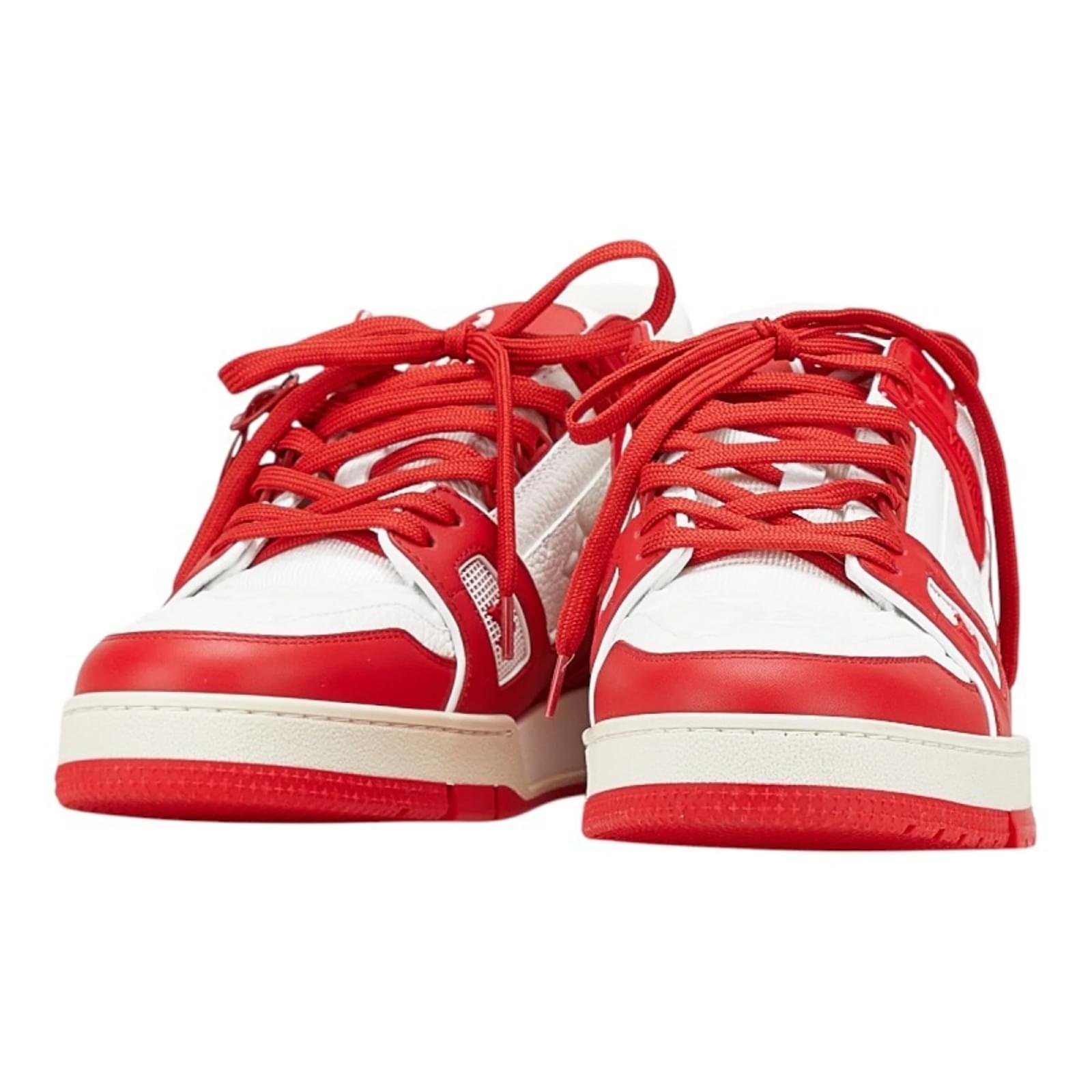 Louis Vuitton Monogram LV Trainer Line Sneakers White Red ref.2146188 ...