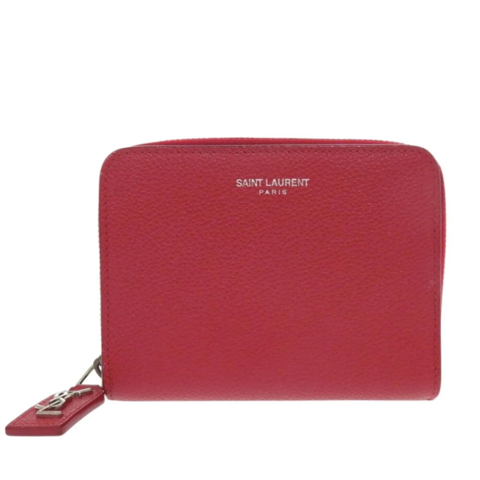 Yves Saint Laurent Red Leather Bi-fold Wallet ref.2146509 - Joli Closet