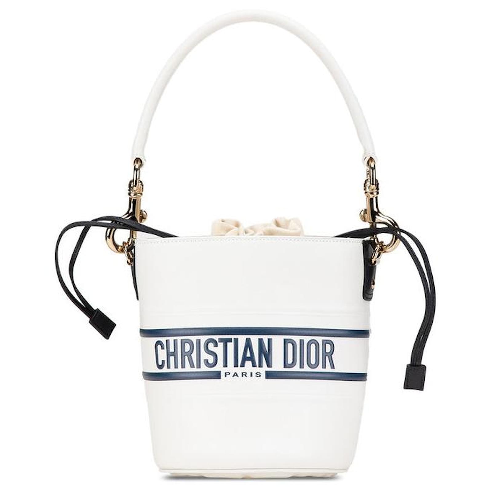 Christian Dior Dior Vibe Micro Bucket Leather 2way Bag White Blue ref ...