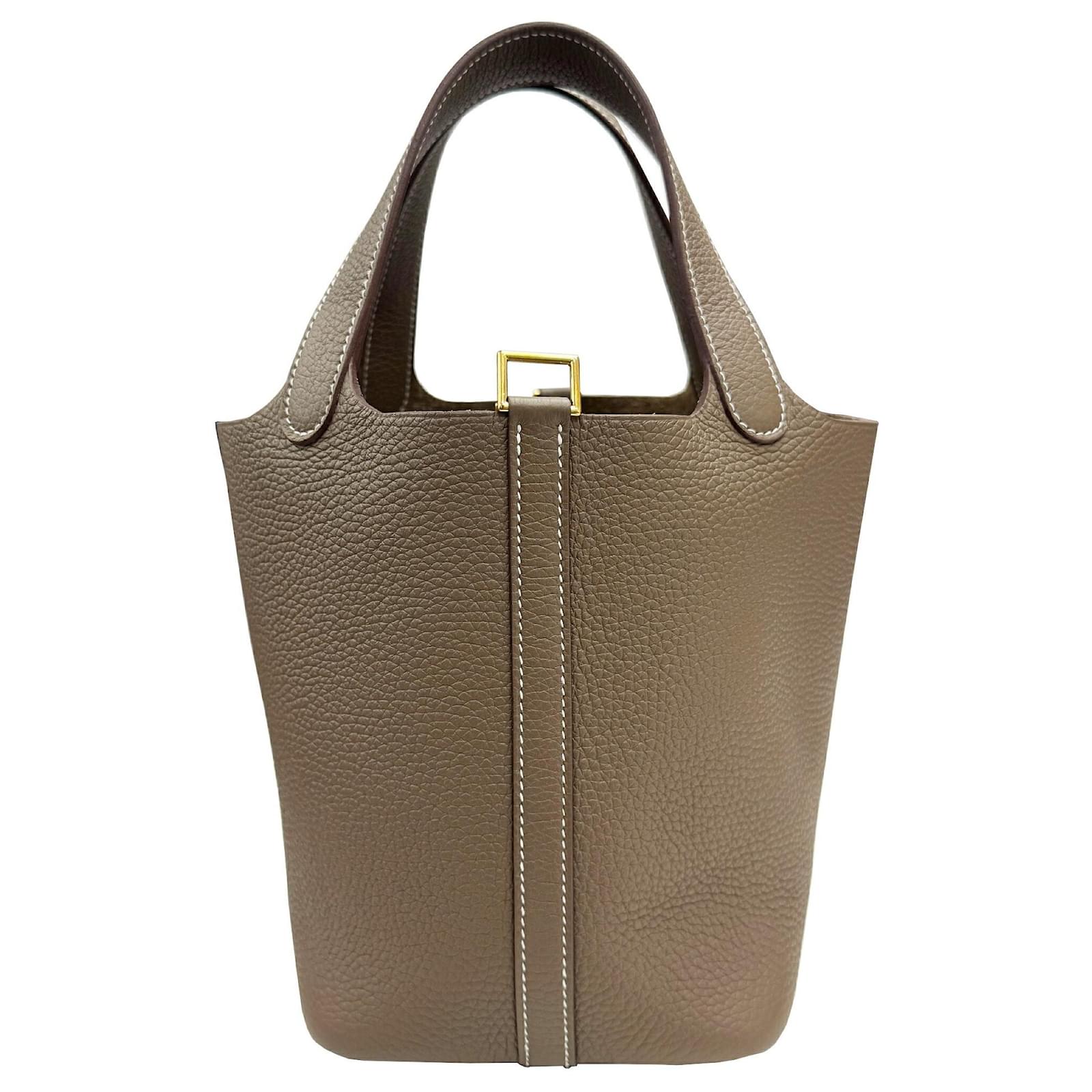 Hermès Hermes Picotin Lock PM Handbag Taupe Leather ref.2151608 - Joli ...