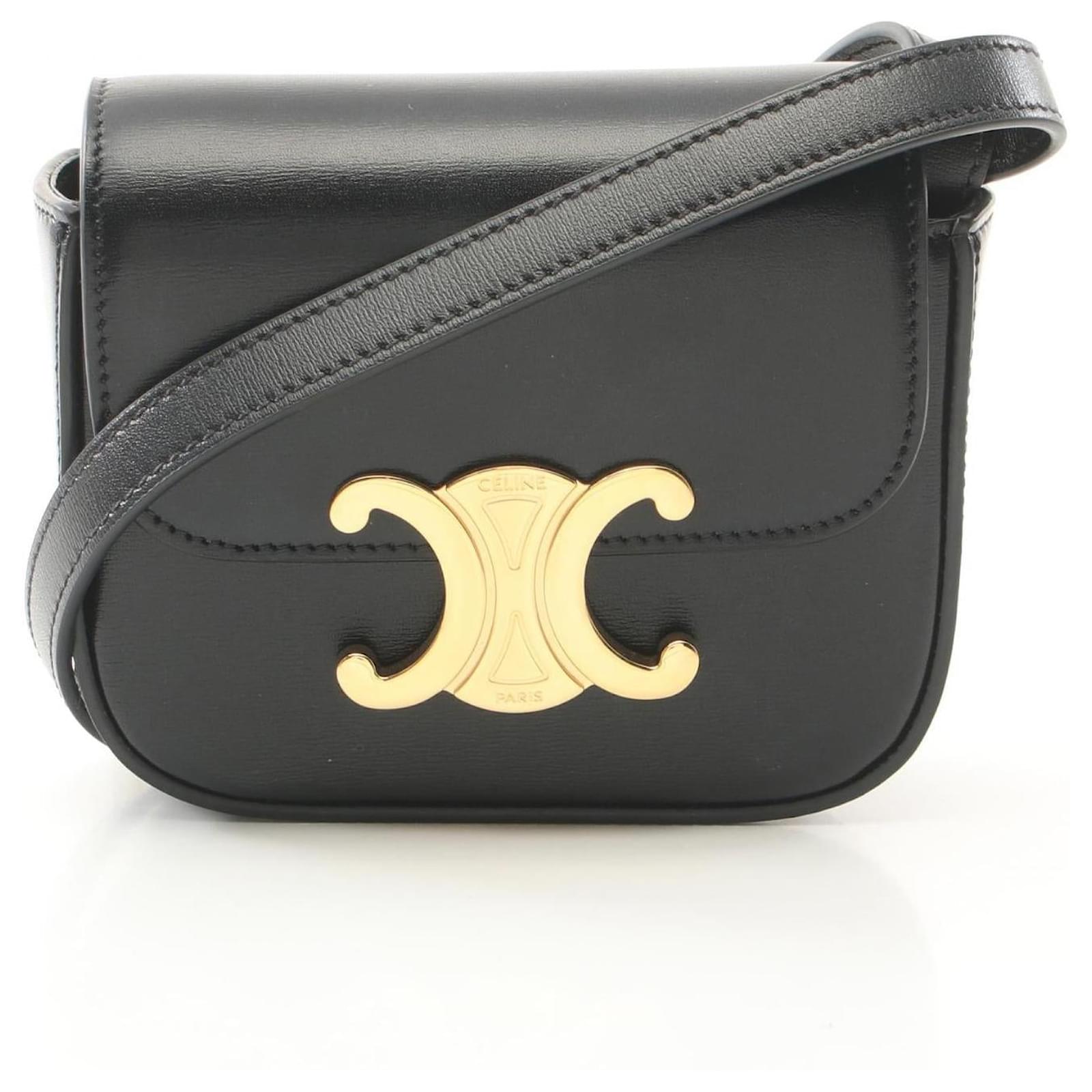 Céline Celine Leather Mini Claude Triomphe Shoulder Bag 10I513 Black ...