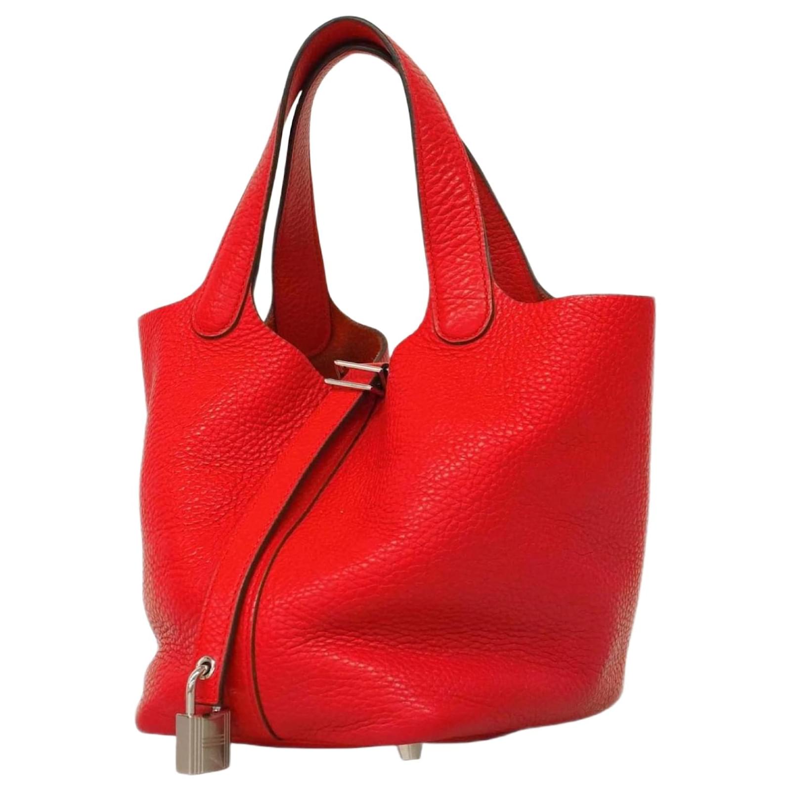 Hermès Hermes Picotin Lock PM Handbag Red Leather ref.2155548 - Joli Closet