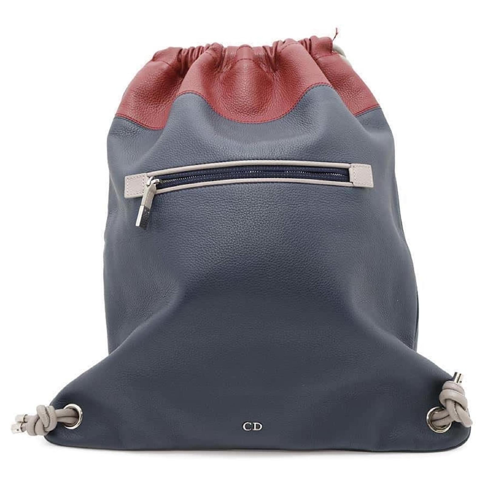 Christian Dior Navy and Red Leather Backpack Navy blue ref.2158482 ...