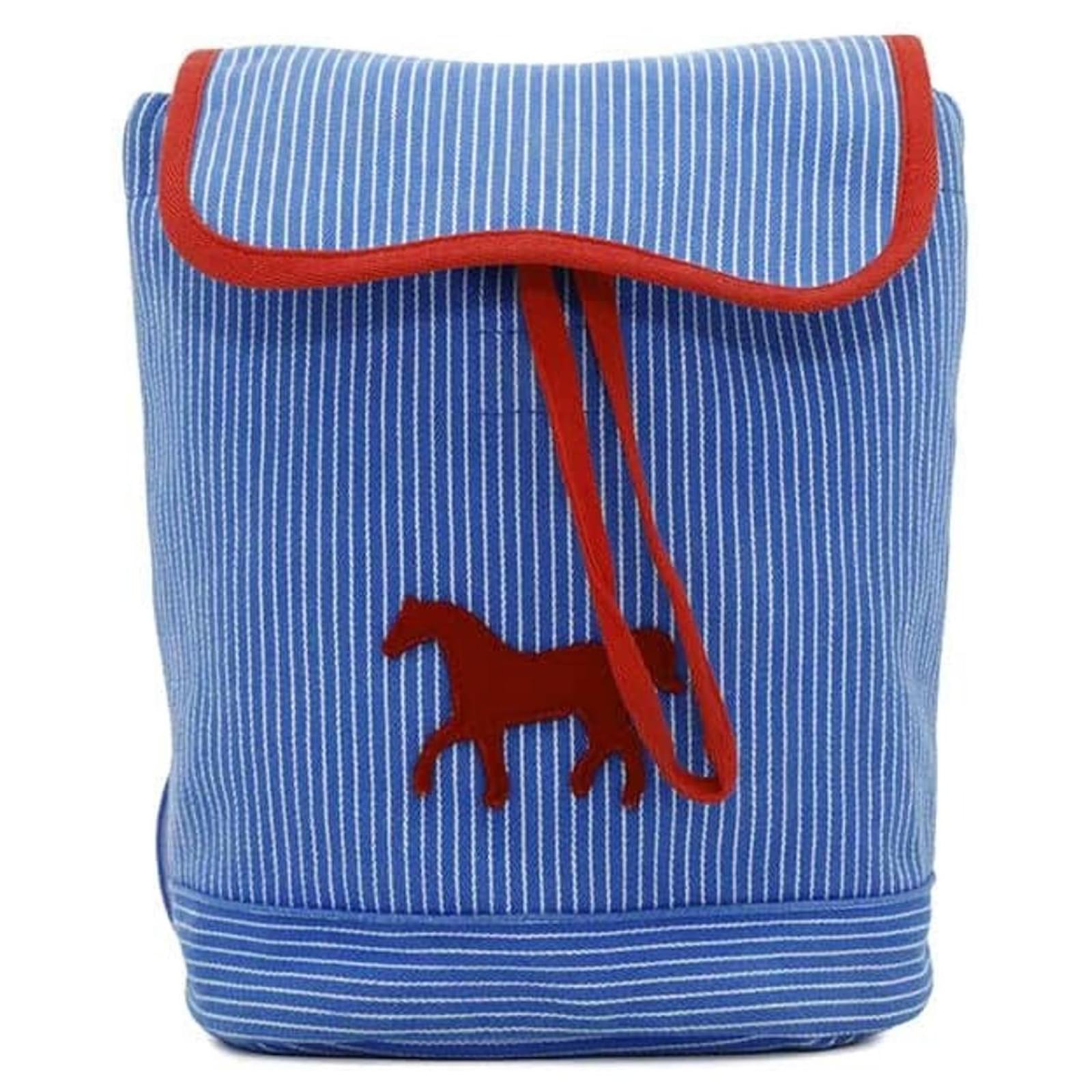 Hermès Hermes Kids Backpack - Horse Stripe Caval Red Blue Cloth ref ...