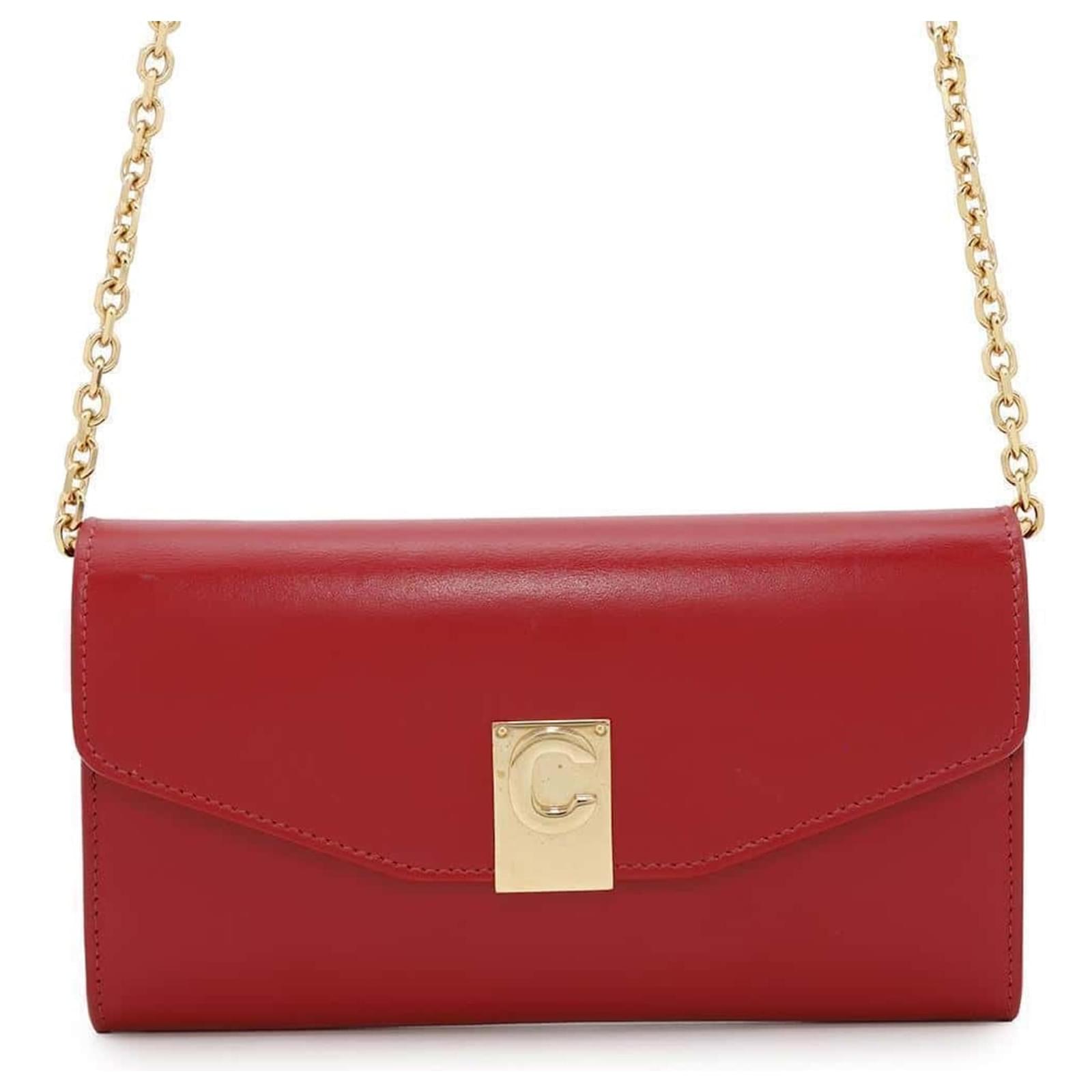 Céline Celine Chain Wallet in Red Leather ref.2159172 - Joli Closet