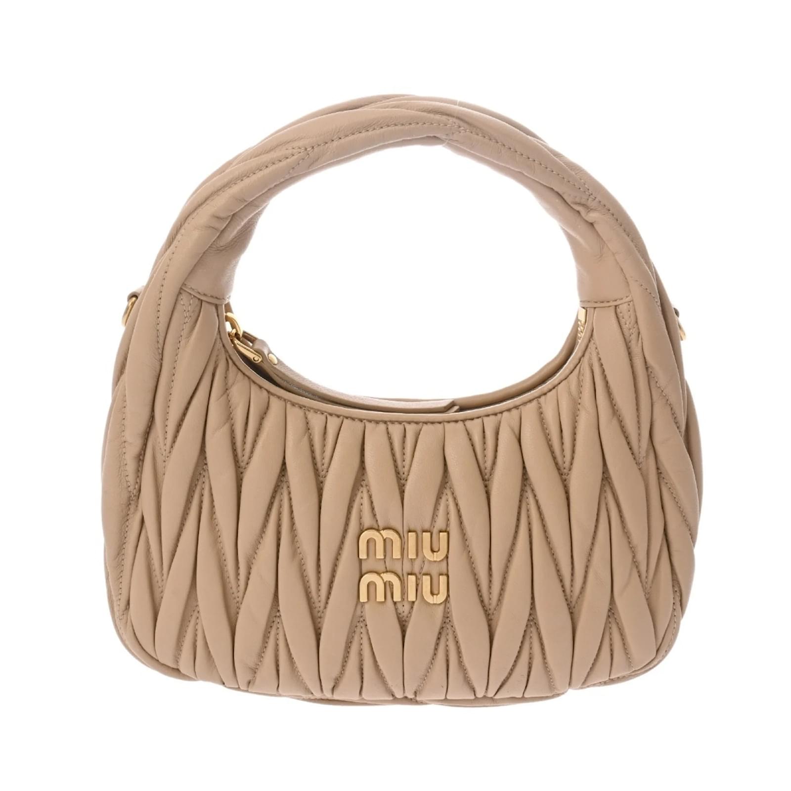 Miu Miu Wonder Matelasse Leather Hobo Bag Beige ref.2164835 - Joli Closet