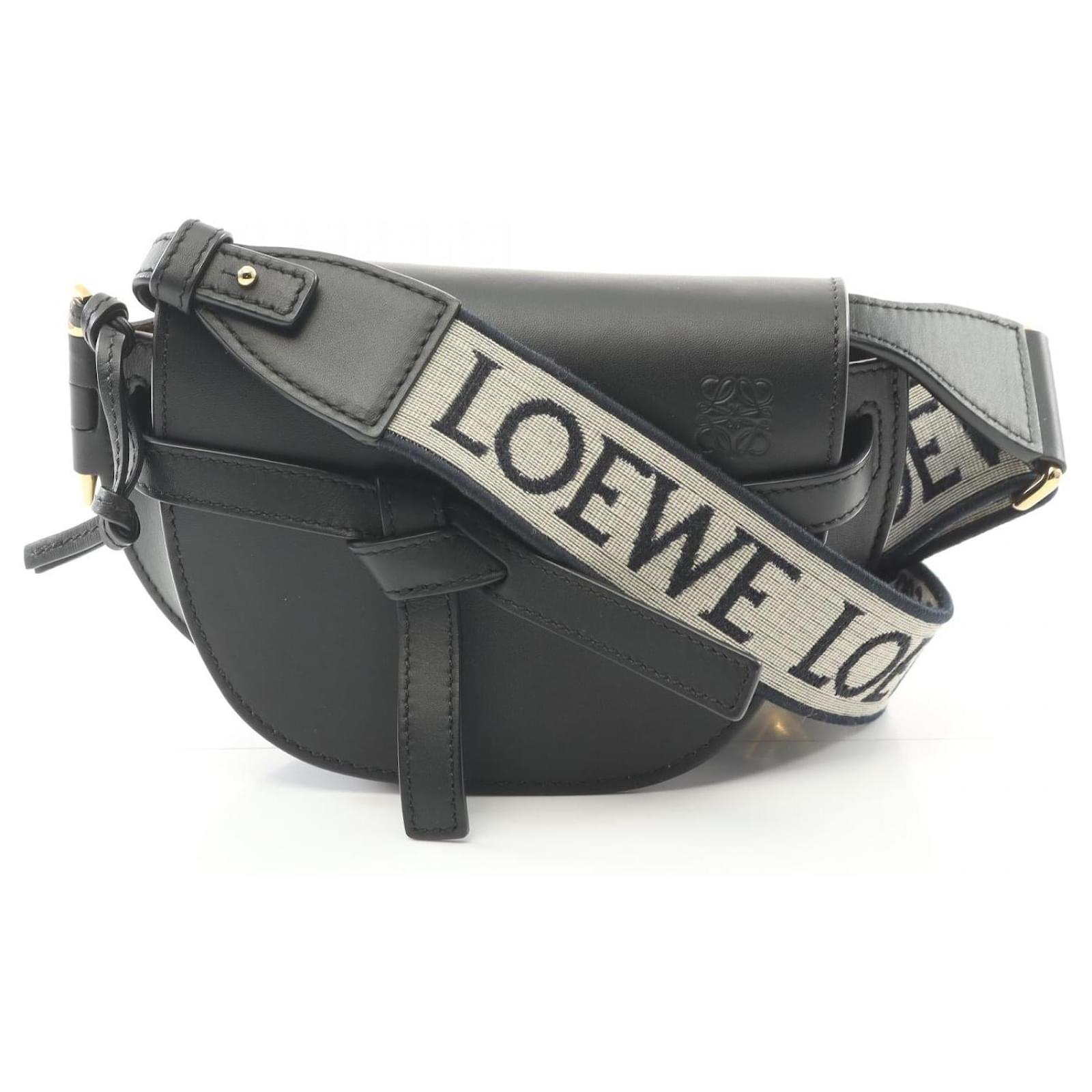 Loewe Gate Dual Mini Leather Shoulder Bag Black Pony-style calfskin ref ...