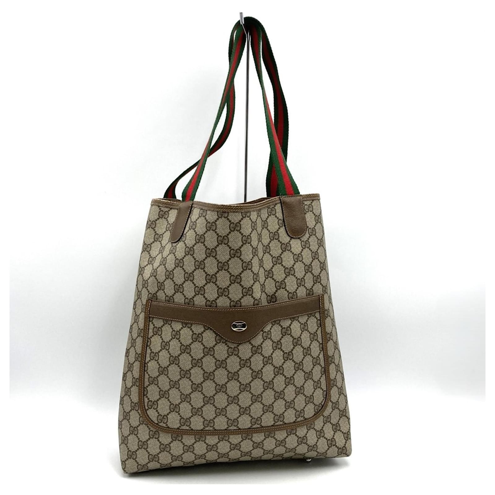 Gucci Sherry Line Tote Bag Brown Leather Plastic ref.2166263 - Joli Closet