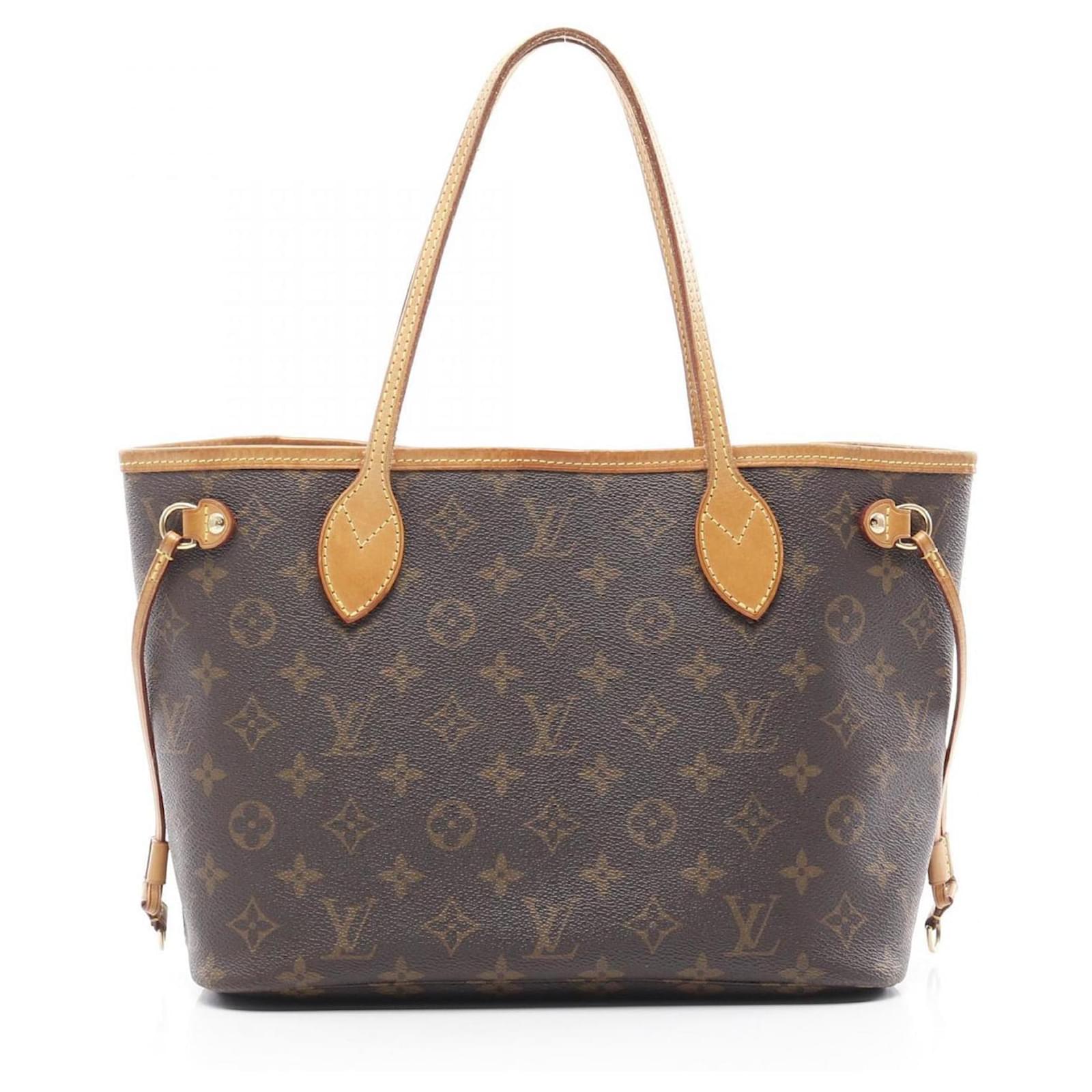 Louis Vuitton Neverfull PM Monogram Tote Bag Brown Leather Cloth ...