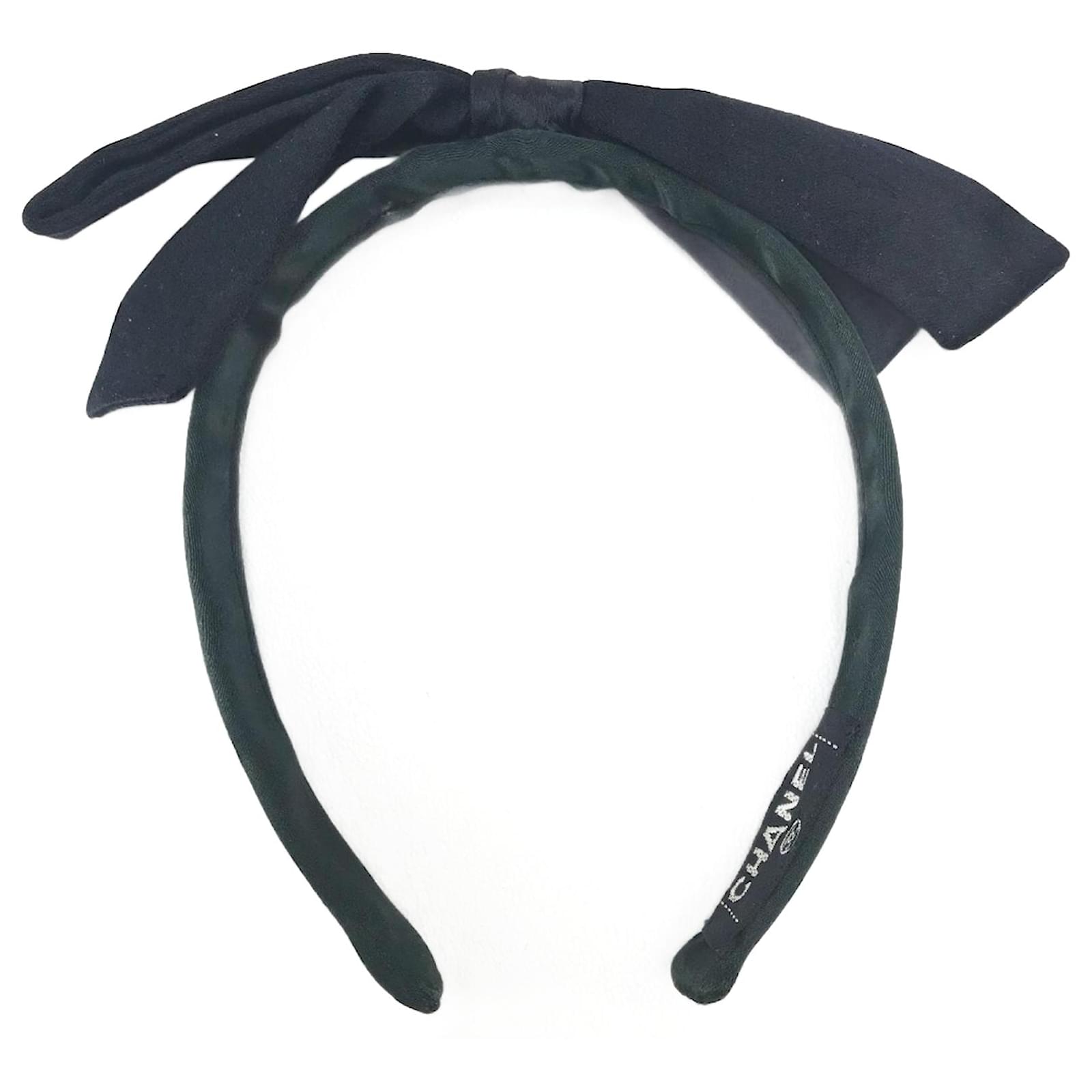 Chanel Ribbon Hair Satin Alice Band Black Dark green ref.2167767 - Joli ...