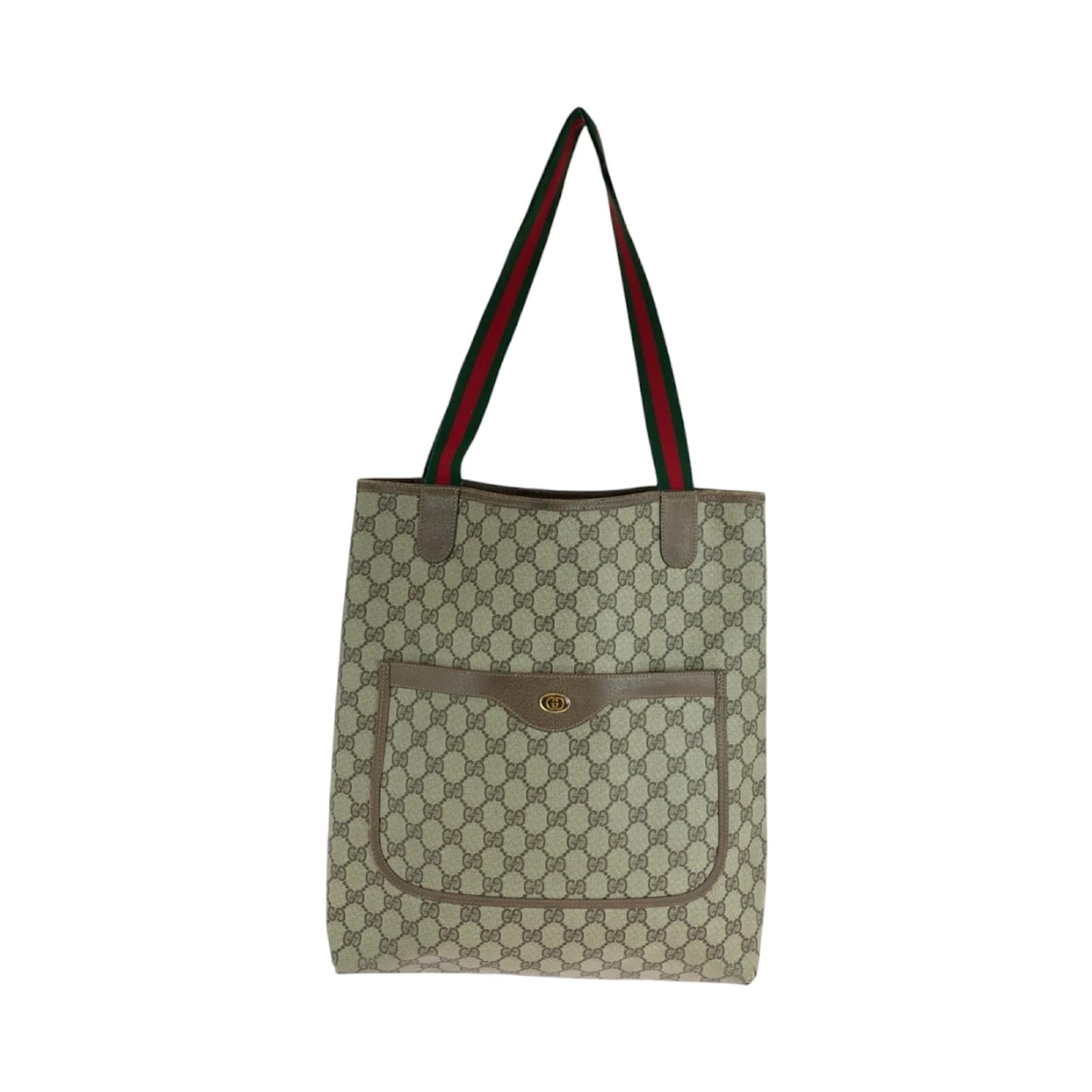 Gucci Vintage Sherry Line Tote Bag Brown Beige Cloth ref.2169571 - Joli ...