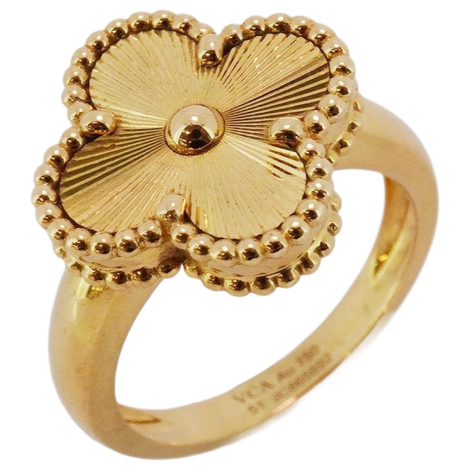 Van Cleef & Arpels Alhambra Guilloché Band Ring Yellow gold ref.2170639 ...