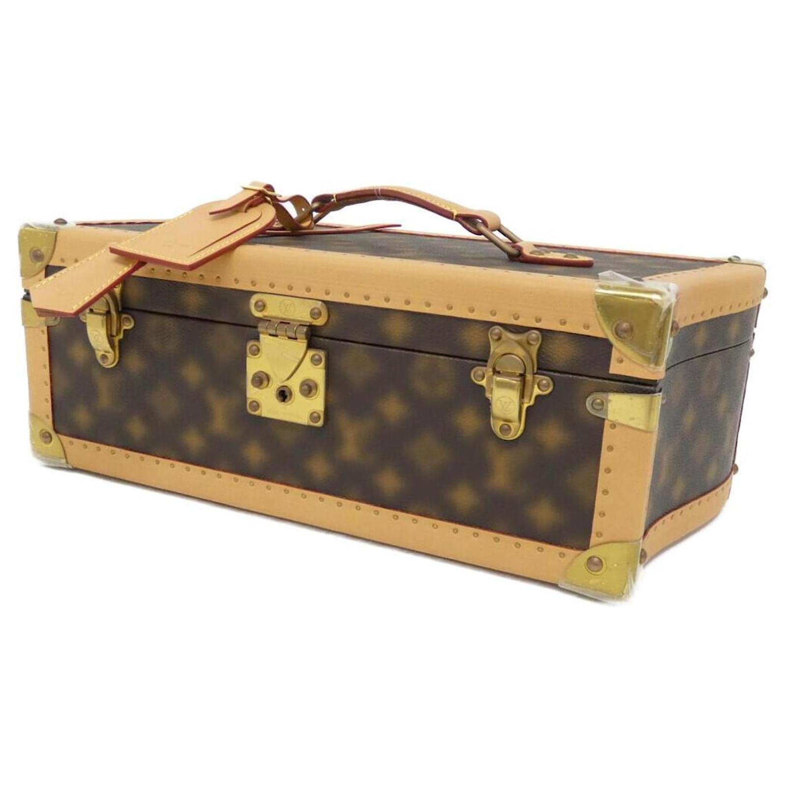 Louis Vuitton This Is Not Monogram Trunk Coffret Handbag Brown Cloth ...